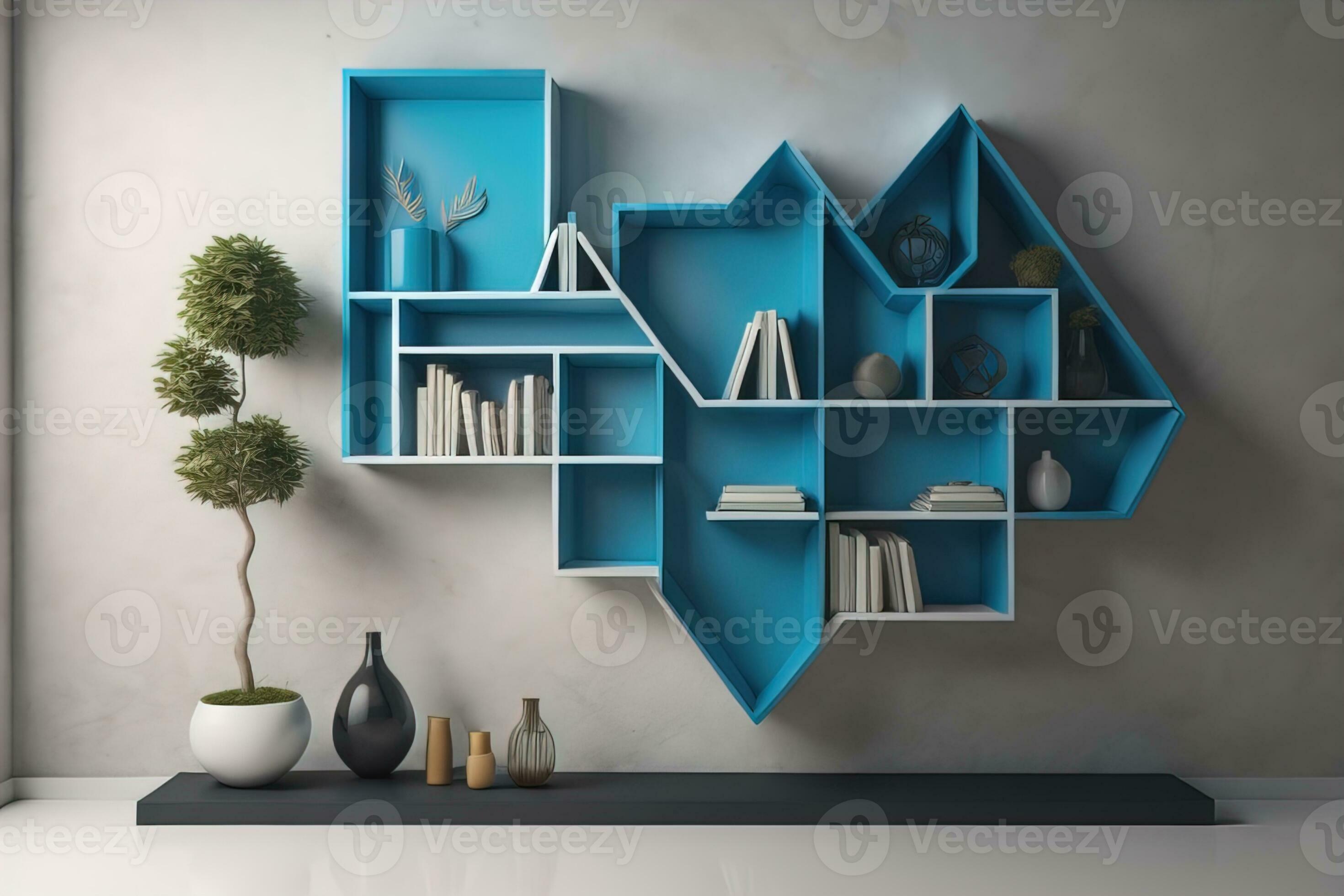 AI generated Bookshelf in scandinavian interior. ai generative 35707509 Stock Photo at Vecteezy