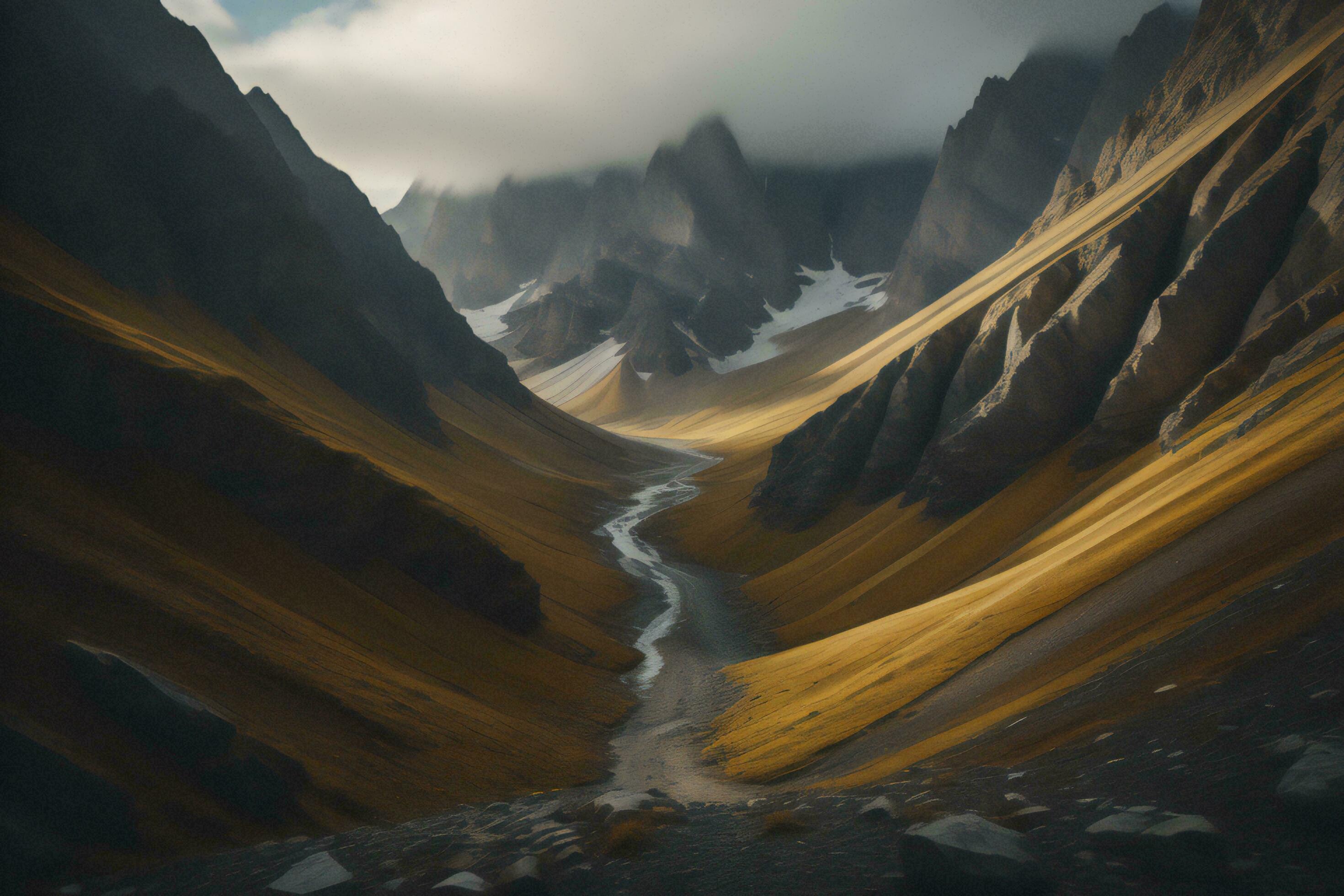 AI generated Mountain landscape with a river in the valley. generative ...