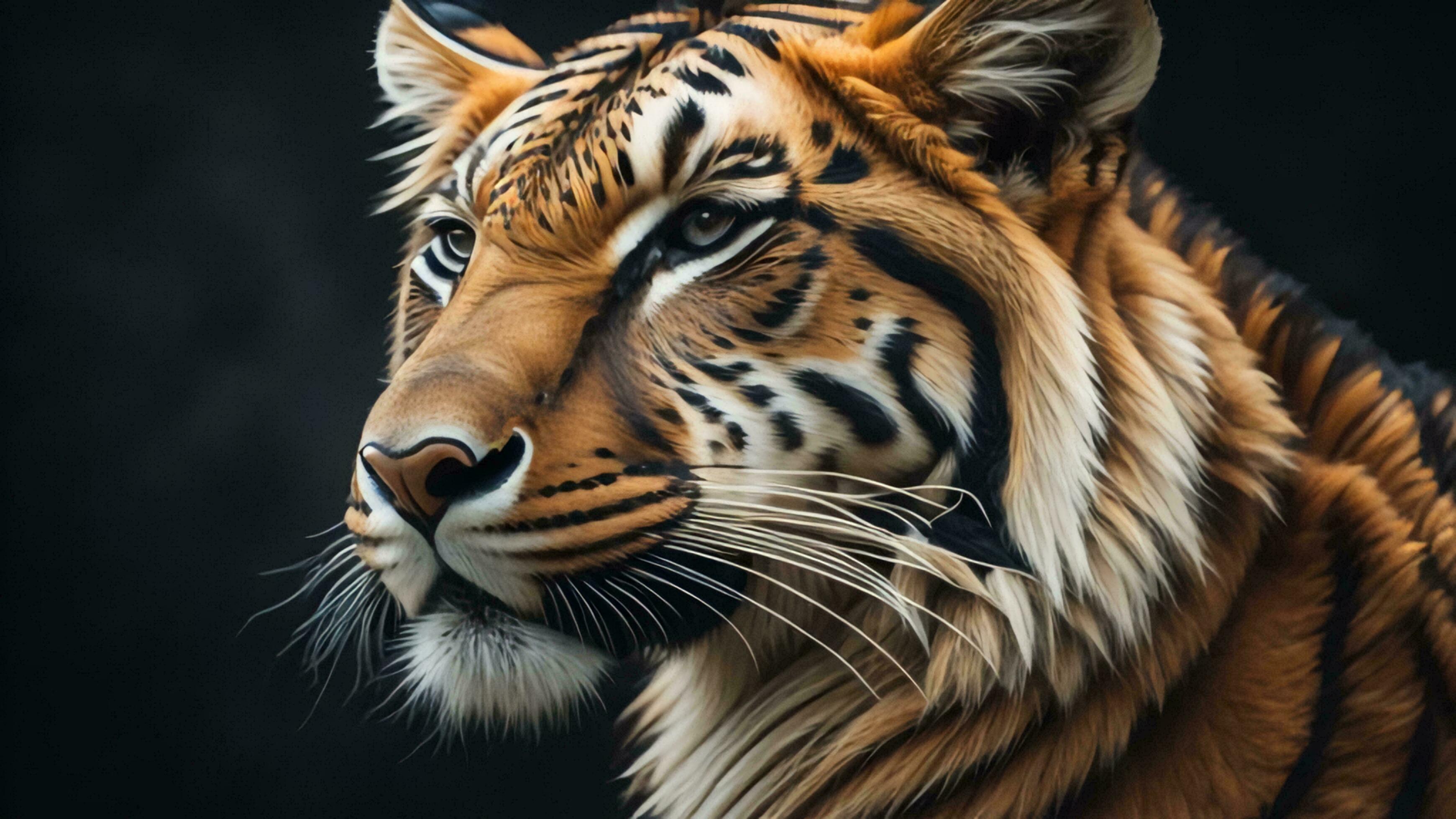 AI generated Portrait of a tiger on a black background. Close-up. generative ai 35709393 Stock ...