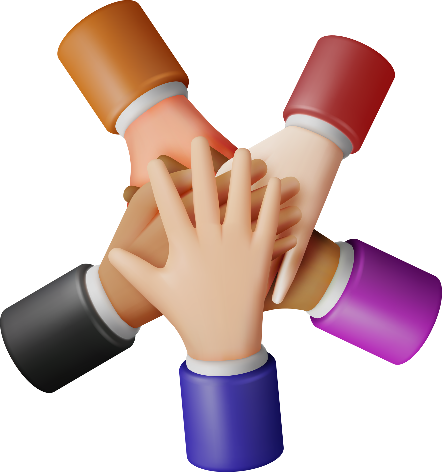 3D People Showing Unity with Their Hands Together 35710521 PNG