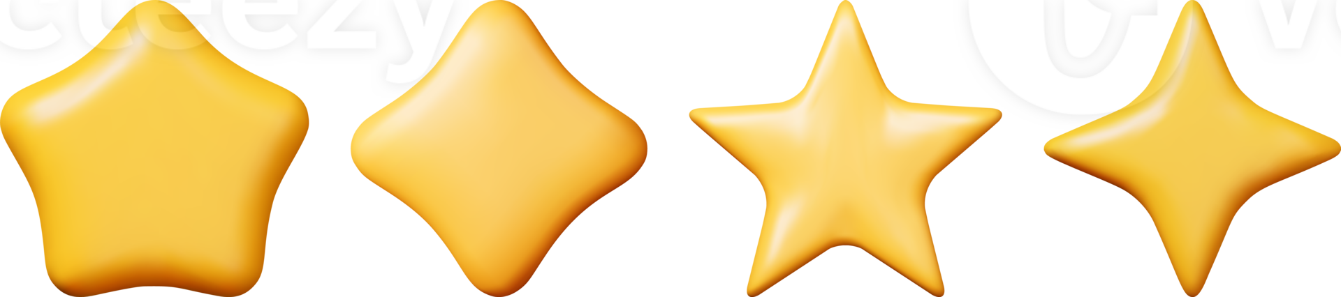 3D Glossy Yellow Star in Different Shapes 35710837 PNG