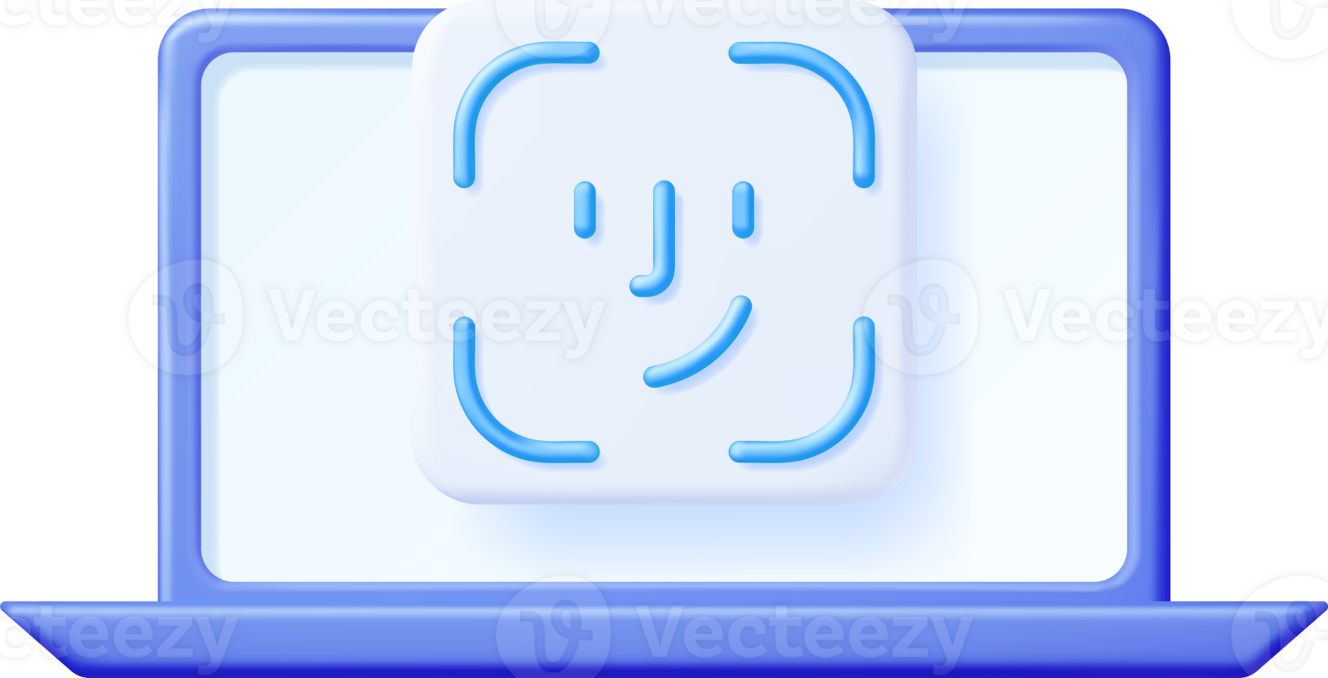 3d Face Recognition Icon On Laptop 35711639 Png