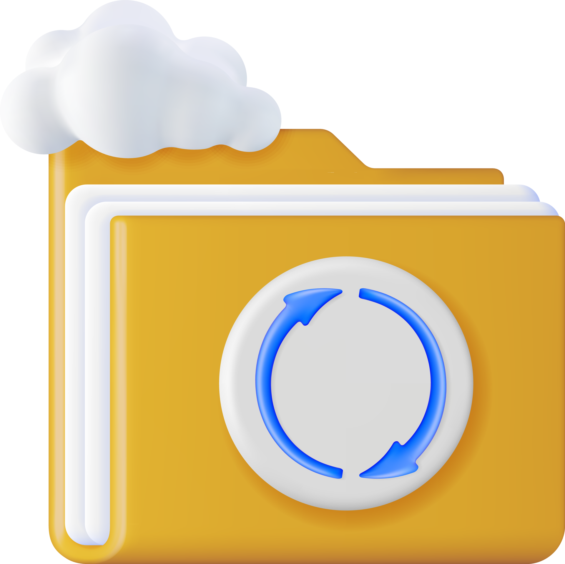 3d Folder In Clouds With File Sync Icon 35712274 Png