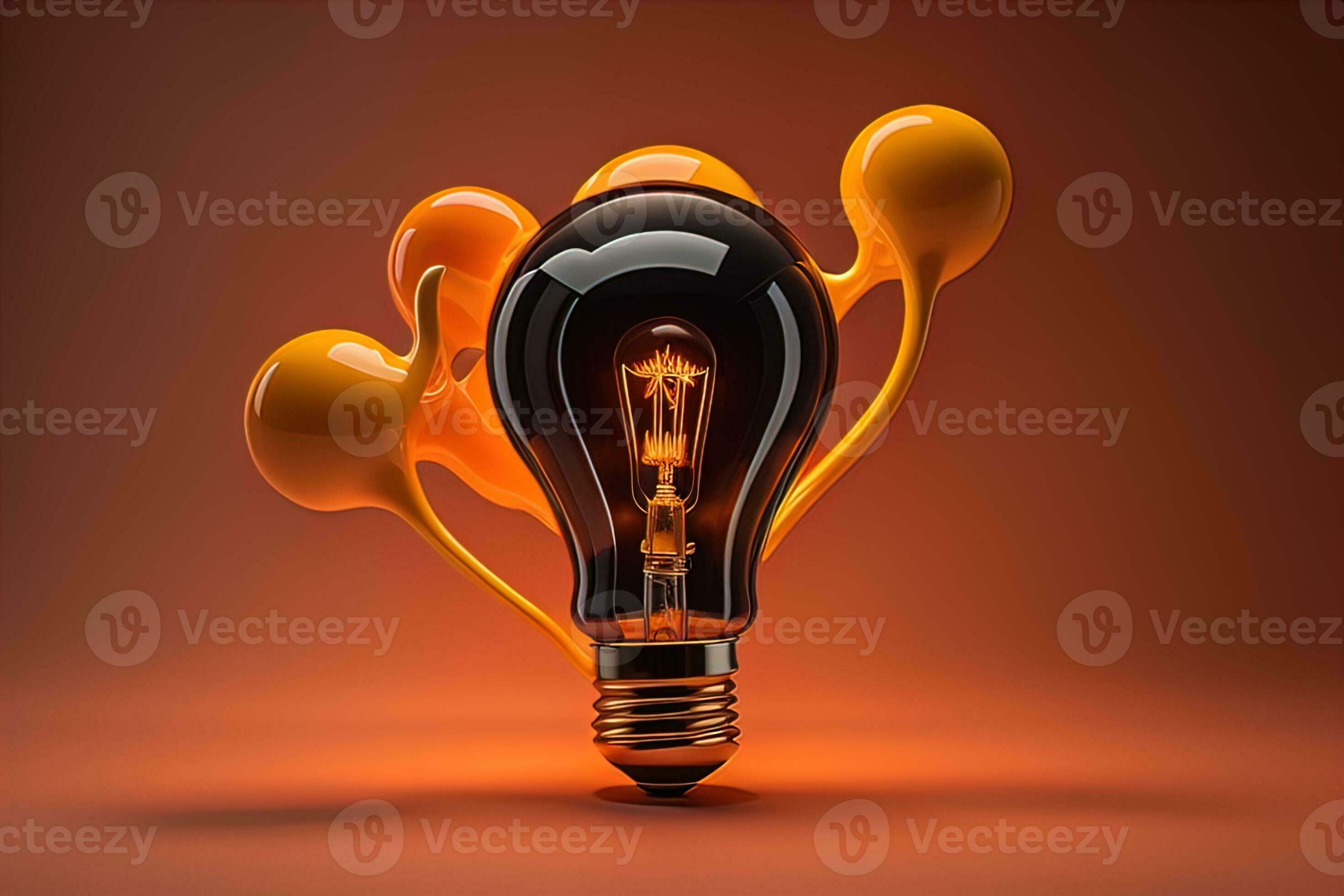 AI generated Glowing glass light bulb on dark background. ai generative ...