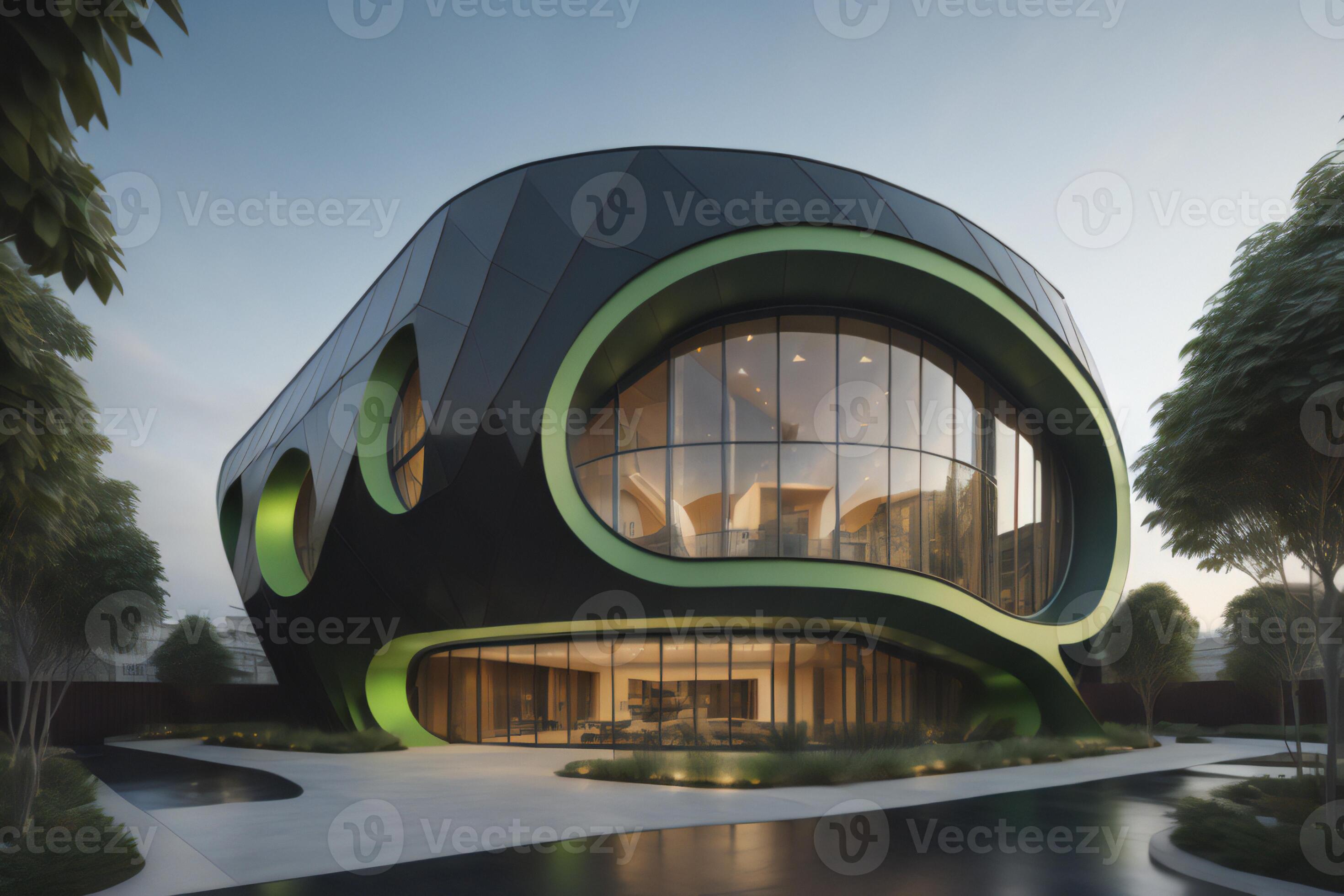 AI generated a modern building with a green roof design. generative ai ...