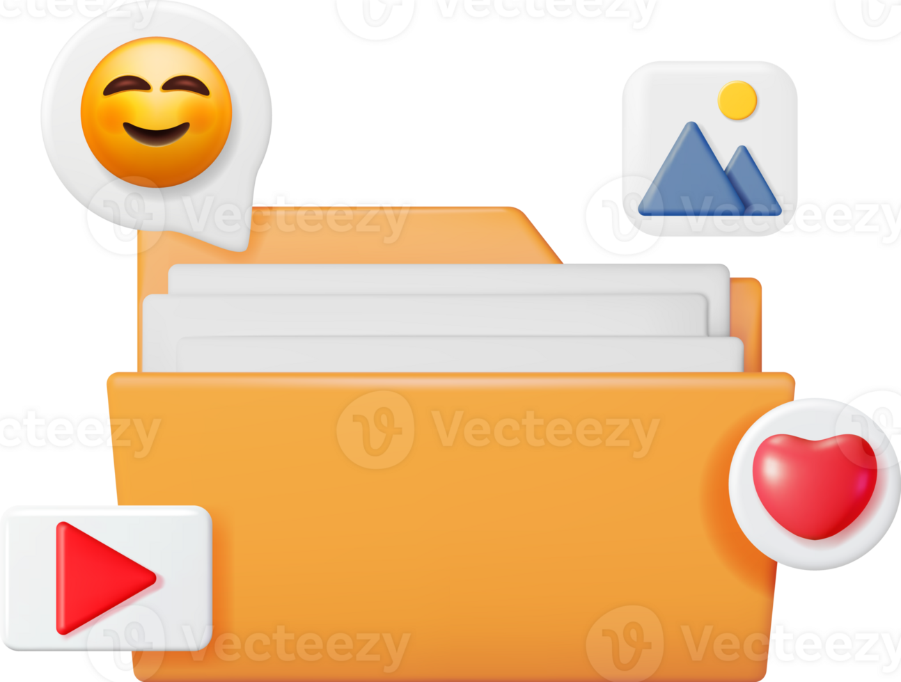 3d Multimedia Folder With Media Files 35714538 Png