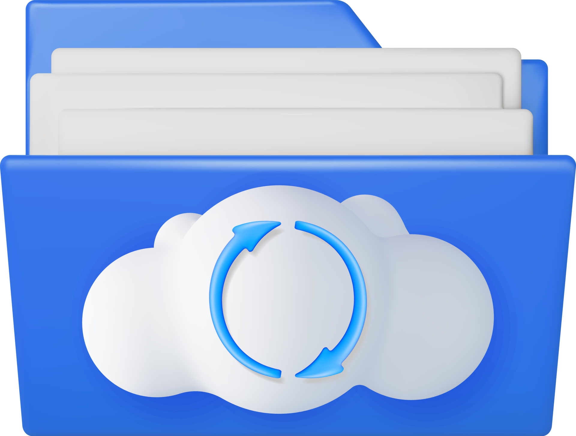 3d Blue Folder In Clouds With File Sync Icon 35714577 Png