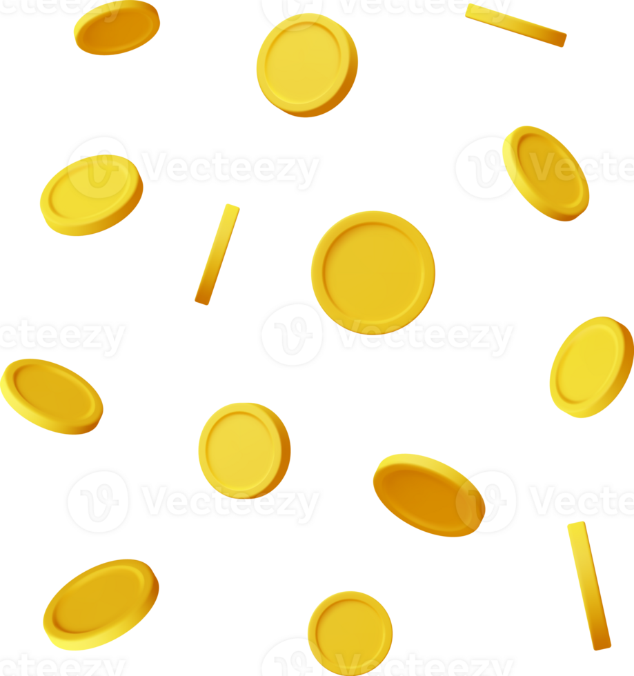 3d Gold Coin Rain 35715255 Png