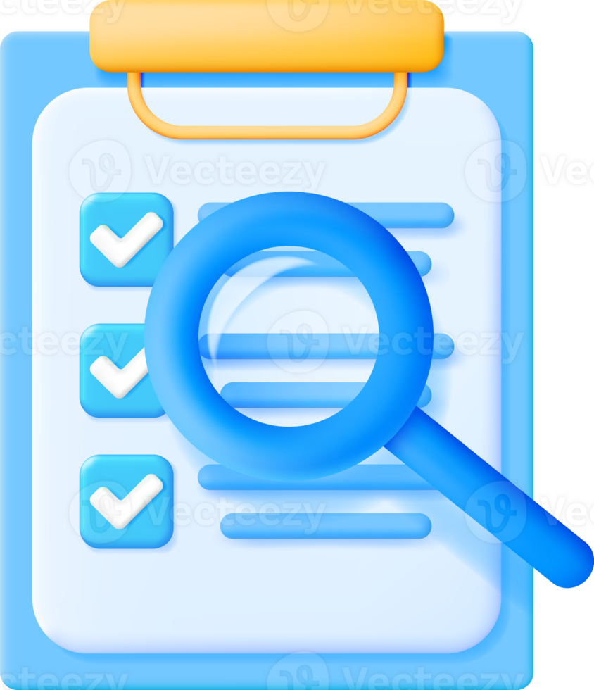 3D Checklist on Clipboard with Magnifying Glass 35715329 PNG 3D Checklist on Clipboard with Magnifying Glass 35715329 PNG