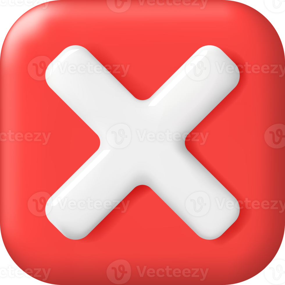 3d Wrong Button In Square Shape 35715511 Png