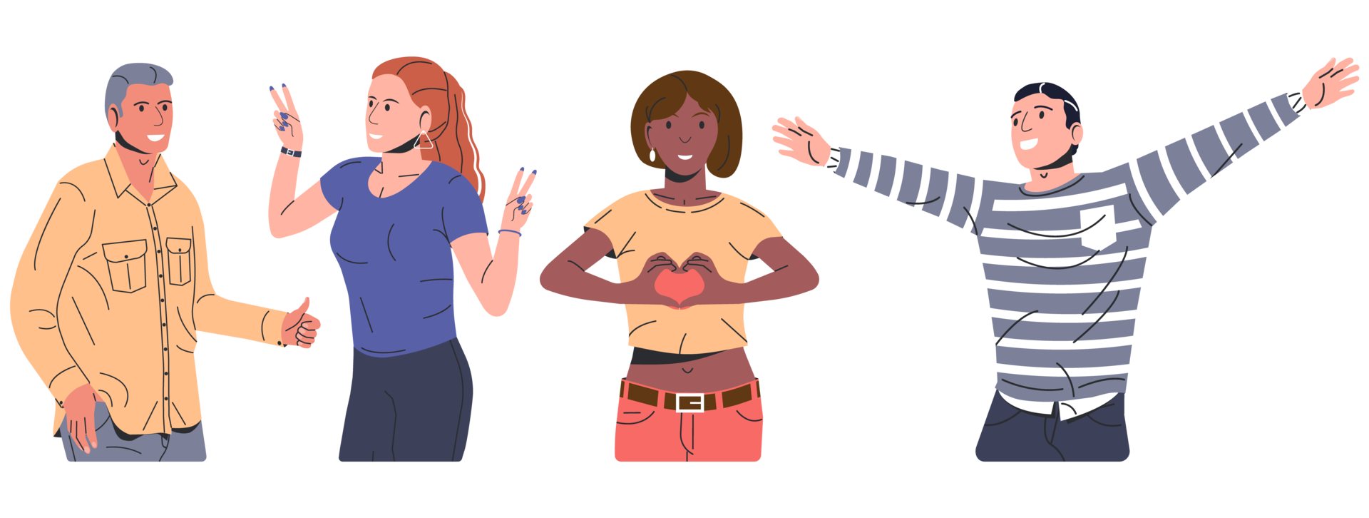 People showing positive body language gestures 35715615 PNG People showing positive body language gestures 35715615 PNG