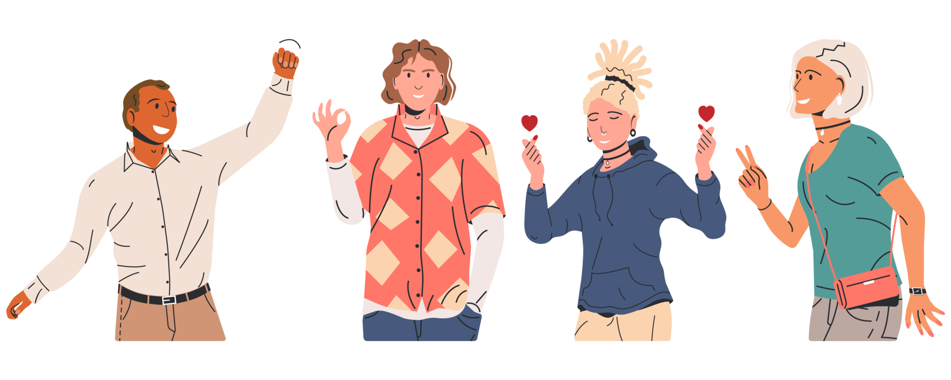 People Showing Positive Body Language Gestures 35716700 Png