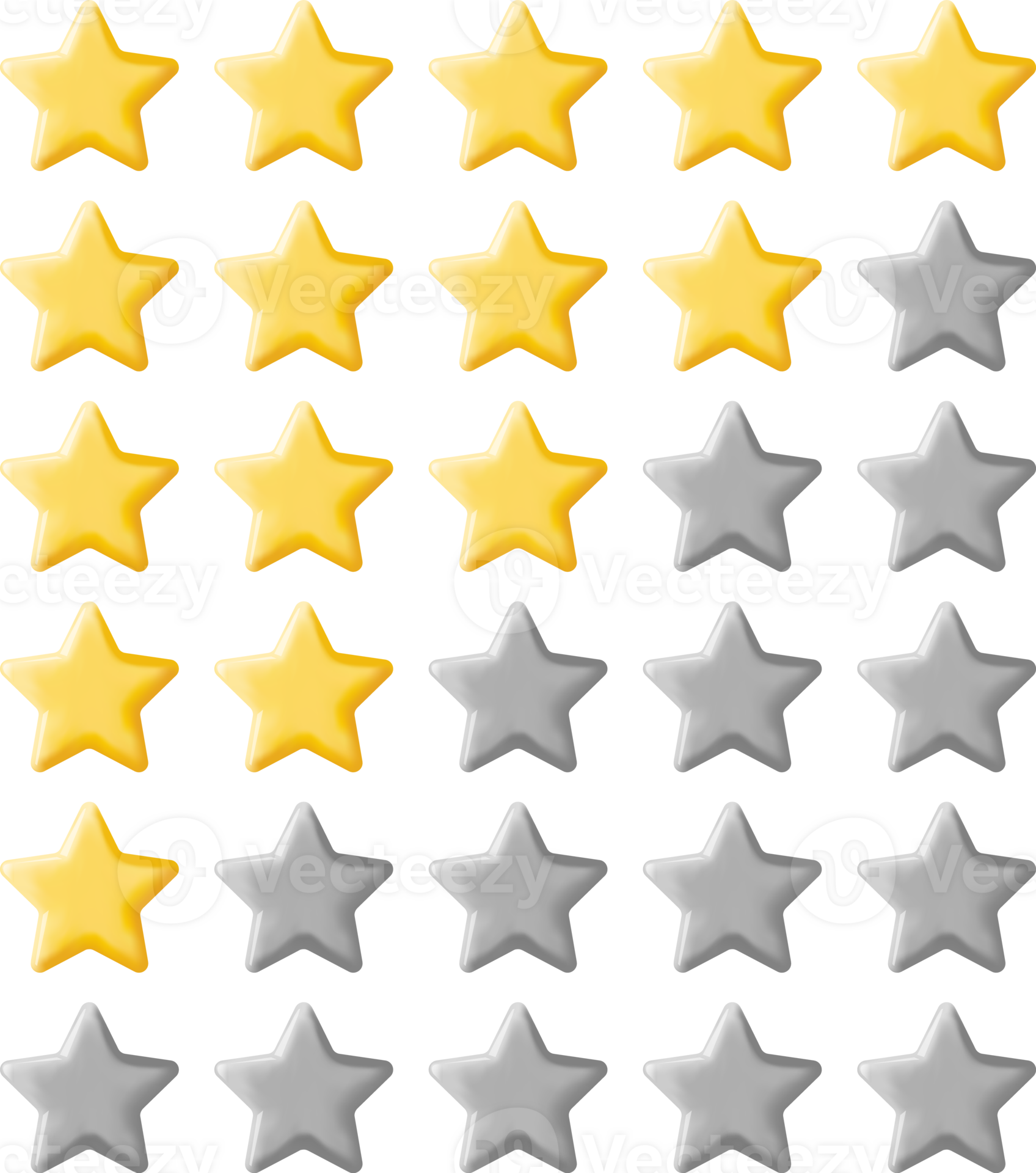 3D Glossy Yellow Five Stars Rating. 35716960 PNG