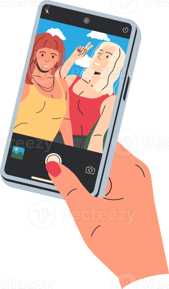 Couple Of Stylish Woman Taking Selfie Together 35716993 Png