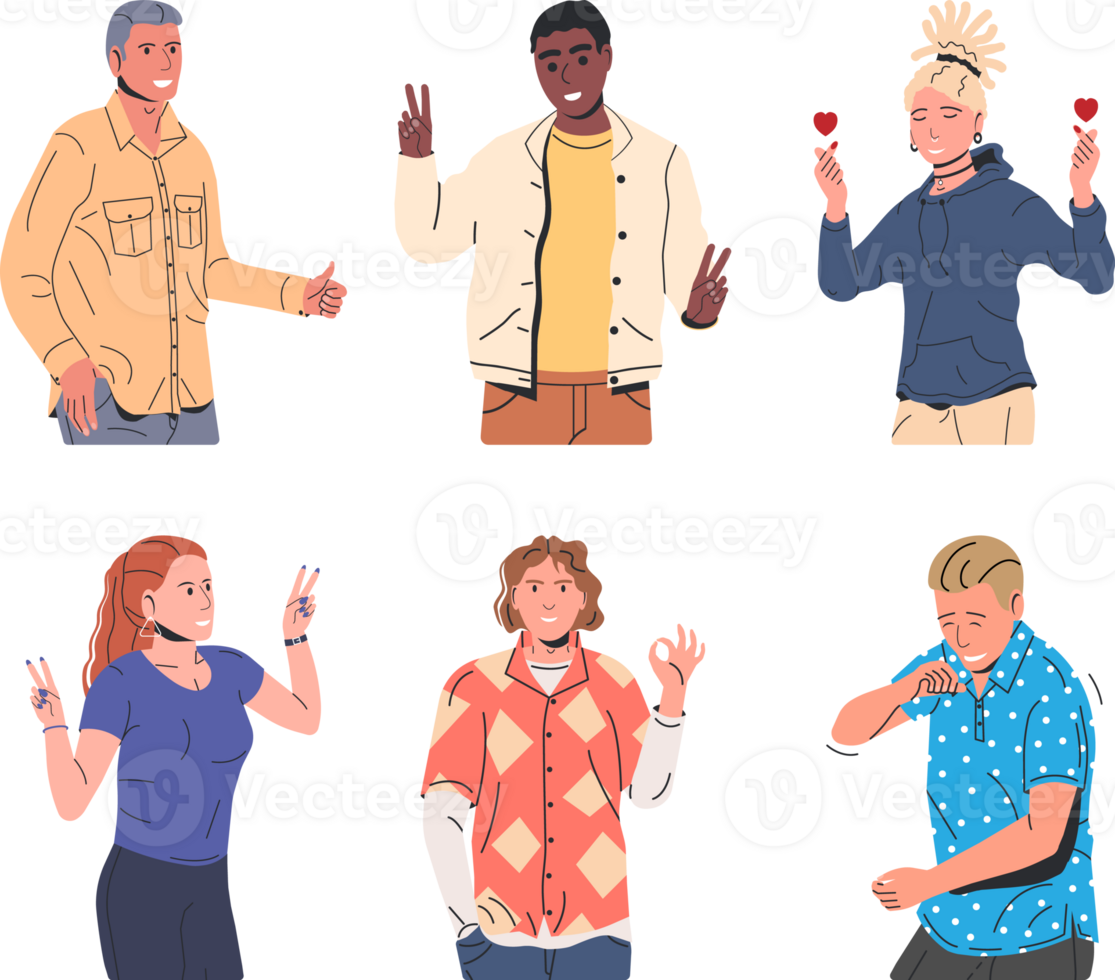People Showing Positive Body Language Gestures 35717096 Png