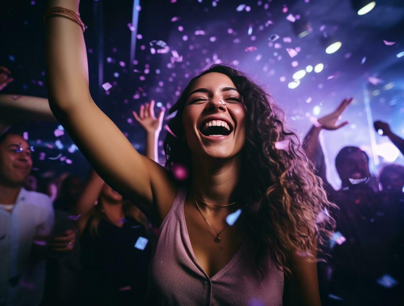 AI generated a young girls dancing in a club or nightclub 35717249 Stock Photo at Vecteezy