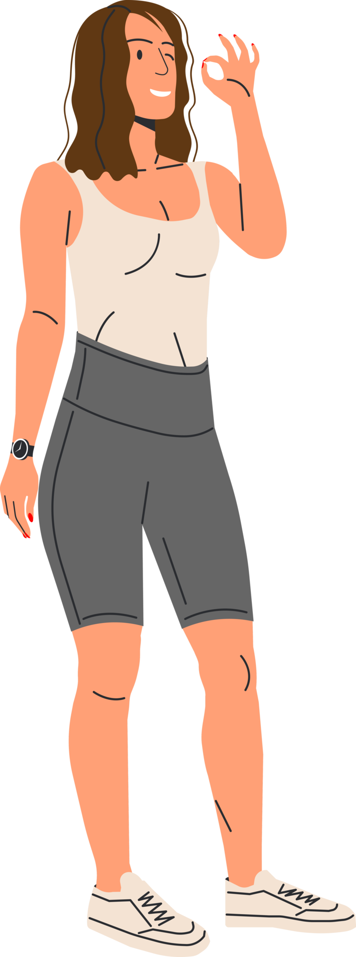 Athletic Female Character Shows Approval Ok Sign 35718214 Png 4810