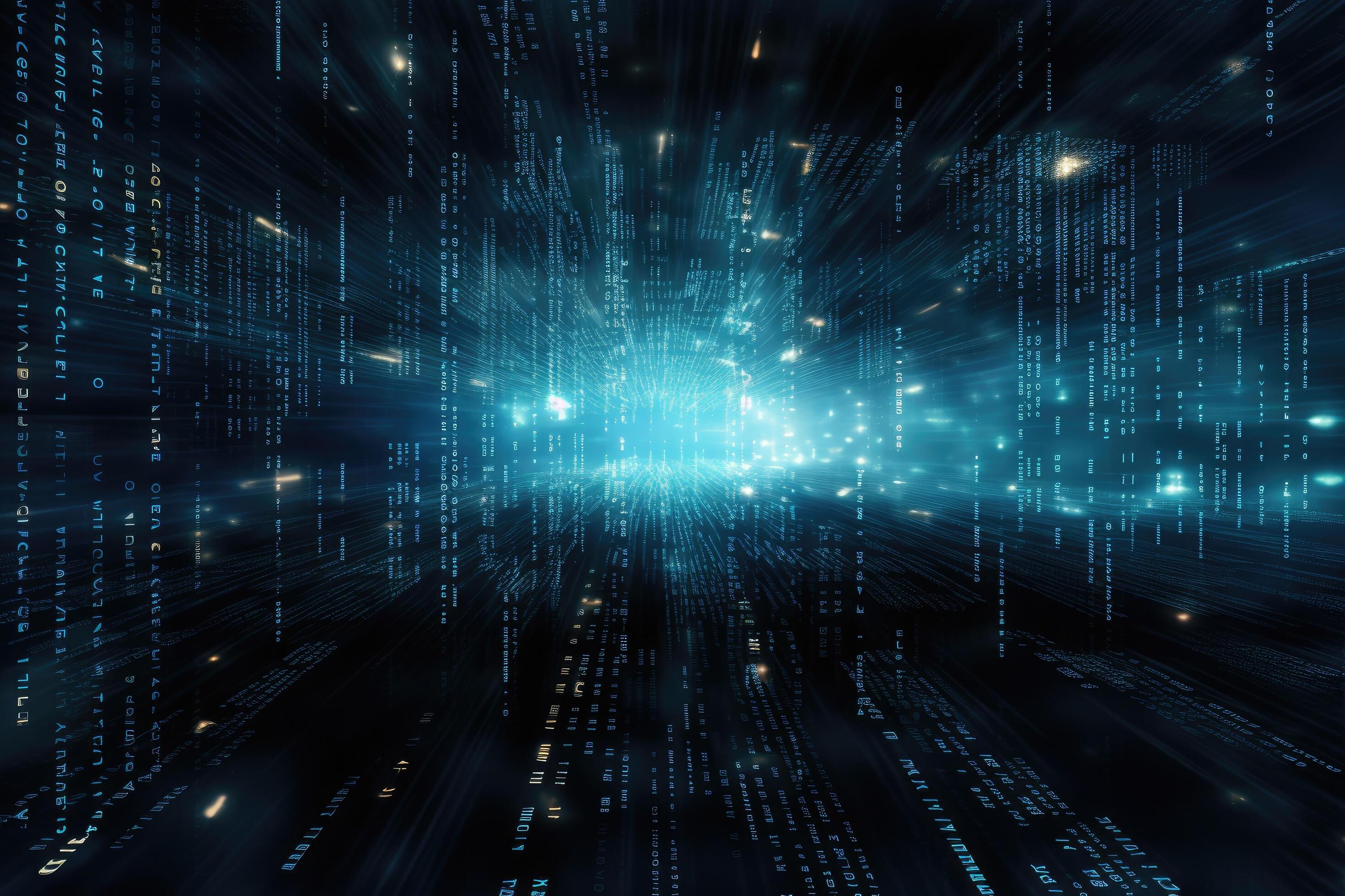 AI generated Blue matrix digital background, cyberspace concept, 3d ...