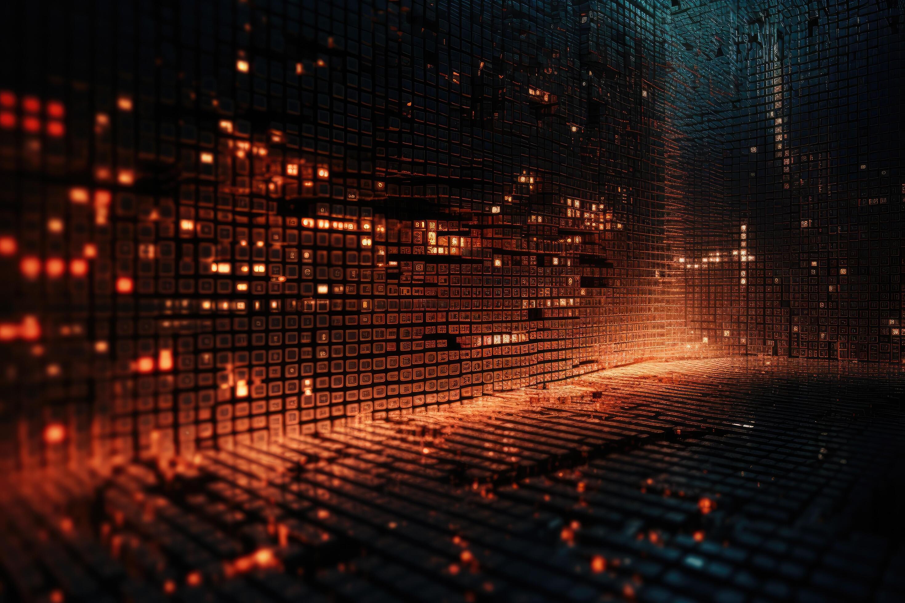 AI generated abstract technology background. 3d illustration of circuit board with glowing ...