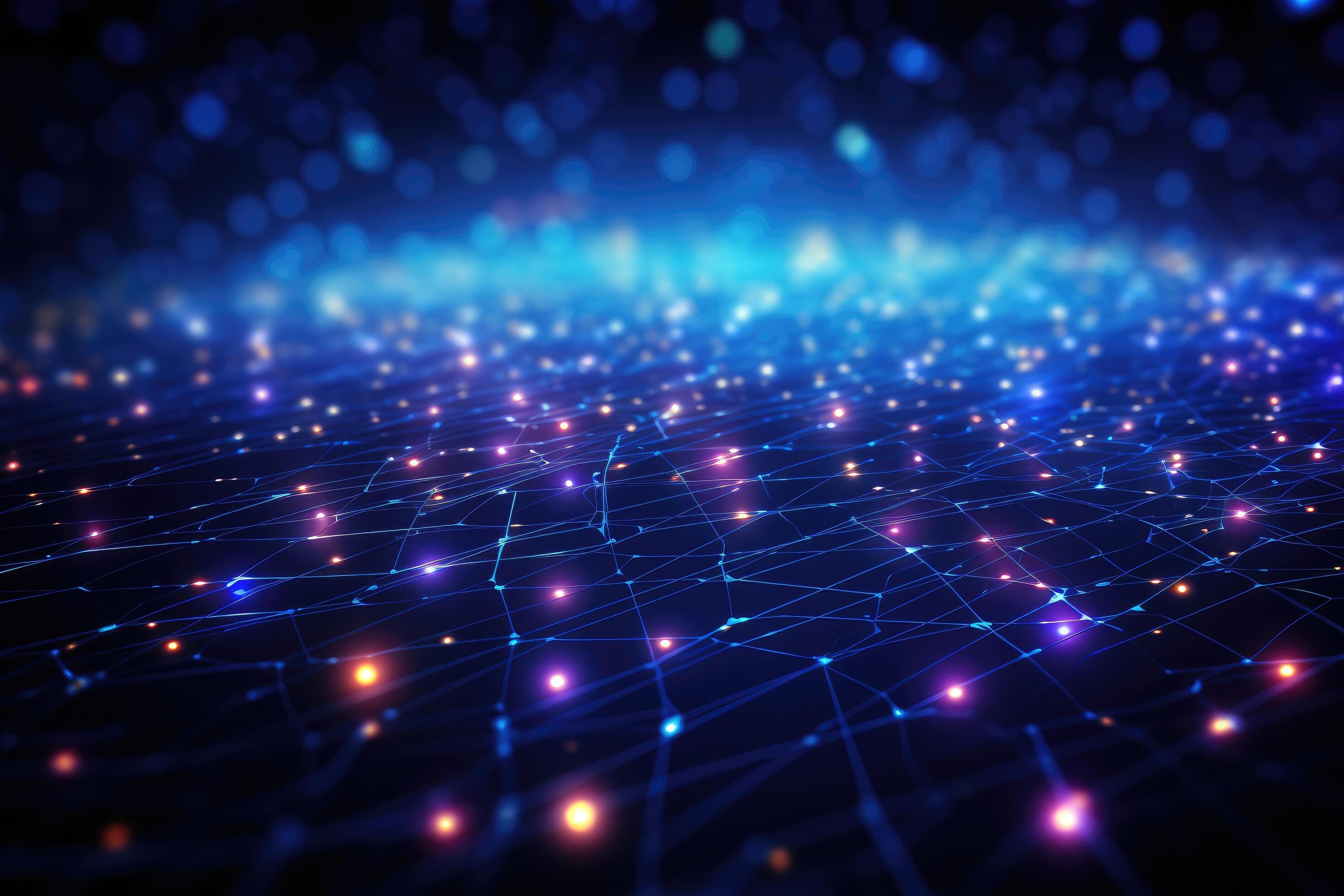 AI generated Abstract technology background with glowing lines and dots. 3D Rendering, Abstract ...