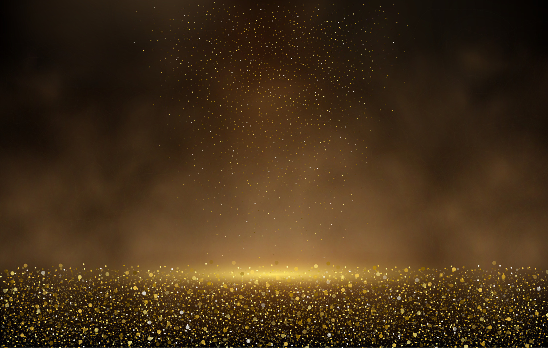 Abstract background. A golden glow with magical dust. Gold backlight. golden glitter dust ...