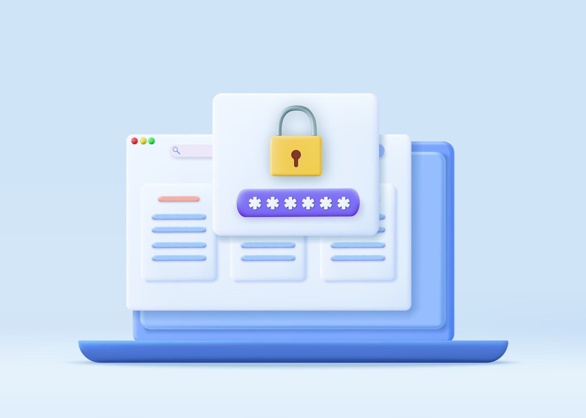 3d Password Security Access Website Notice On Laptop Computer Private Authorization Concept 3d