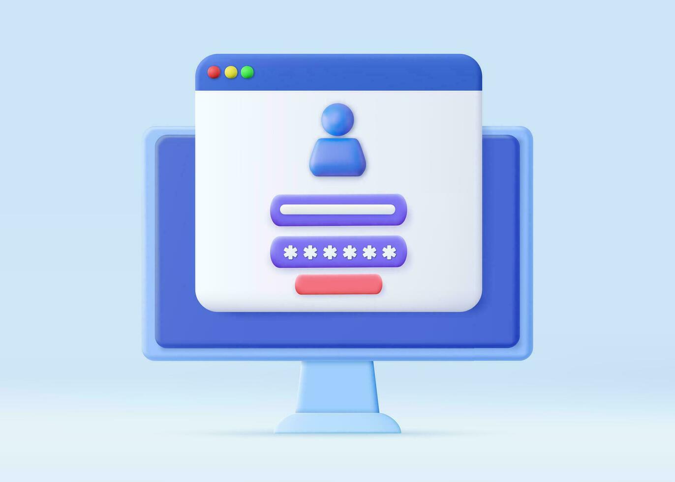 3d Computer And Account Login And Password Form Page On Screen Sign In To Account User