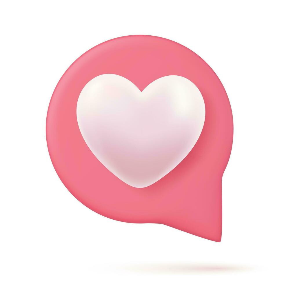 3d Social Media Notification Love Like Heart Icon In Red Pin Isolated On White Background With