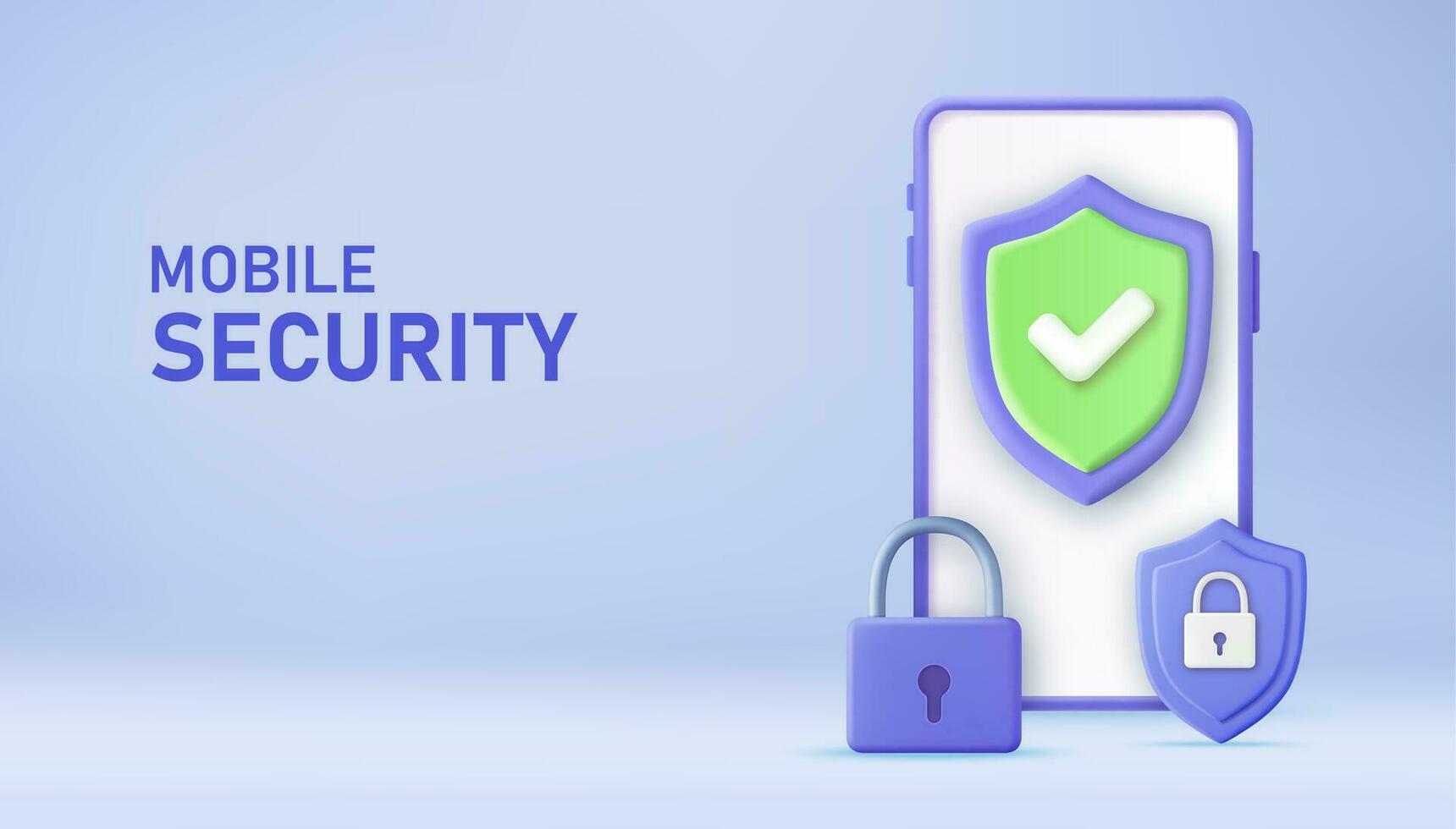 3d Mobile Phone Protection System Smartphone Security Concept Concept Security System In