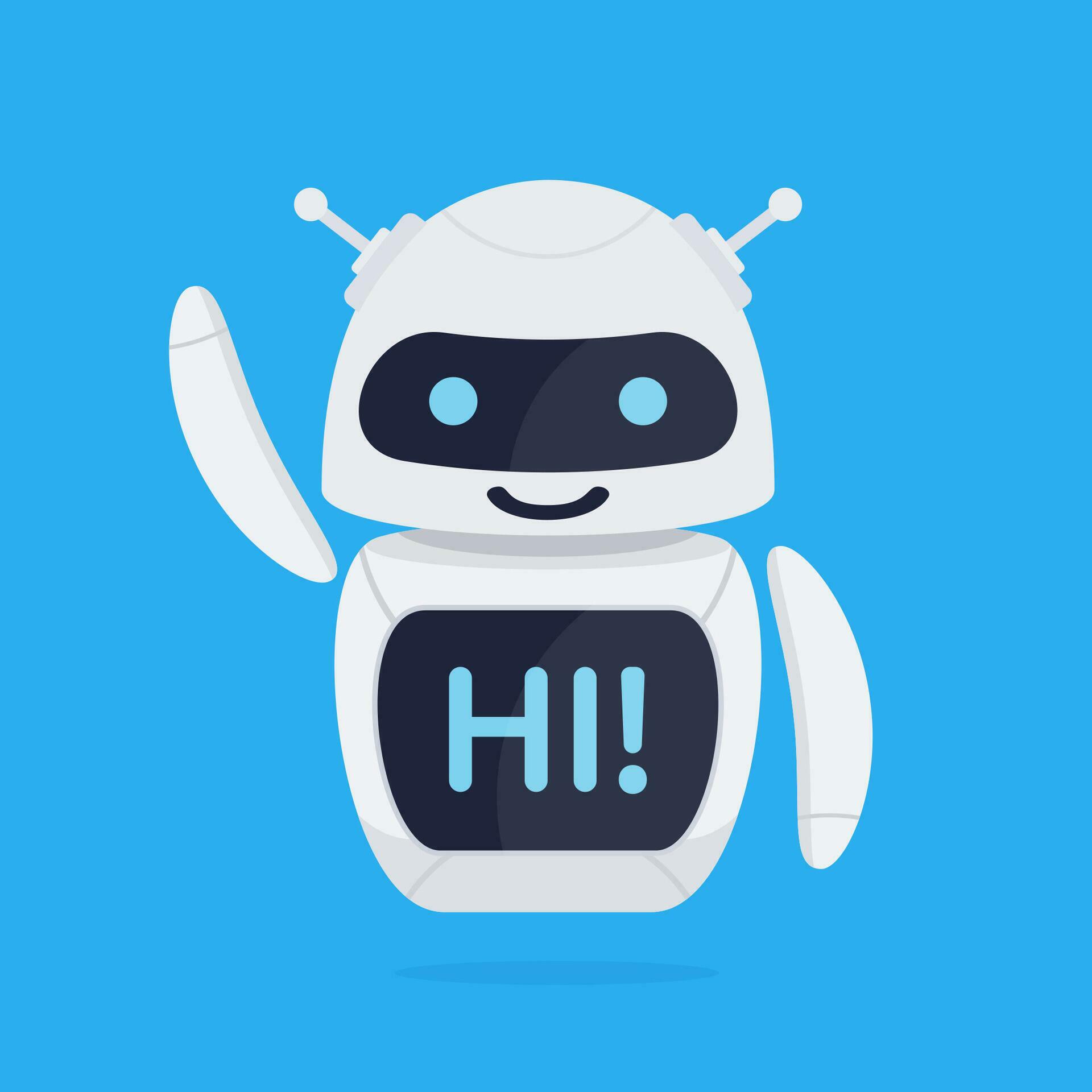 Chatbot Robot Concept Cute Bot Say Users Hi Chatbot Greets Online Consultation Vector