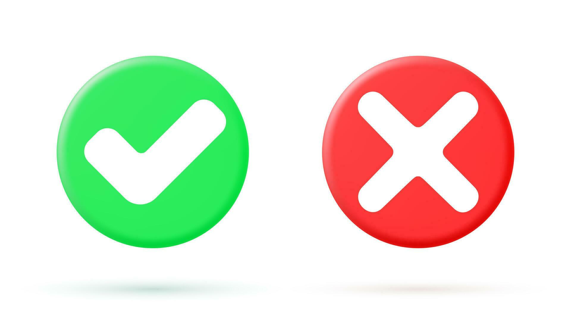 Green tick check mark and cross mark symbols icon element, Simple ok yes no graphic design ...