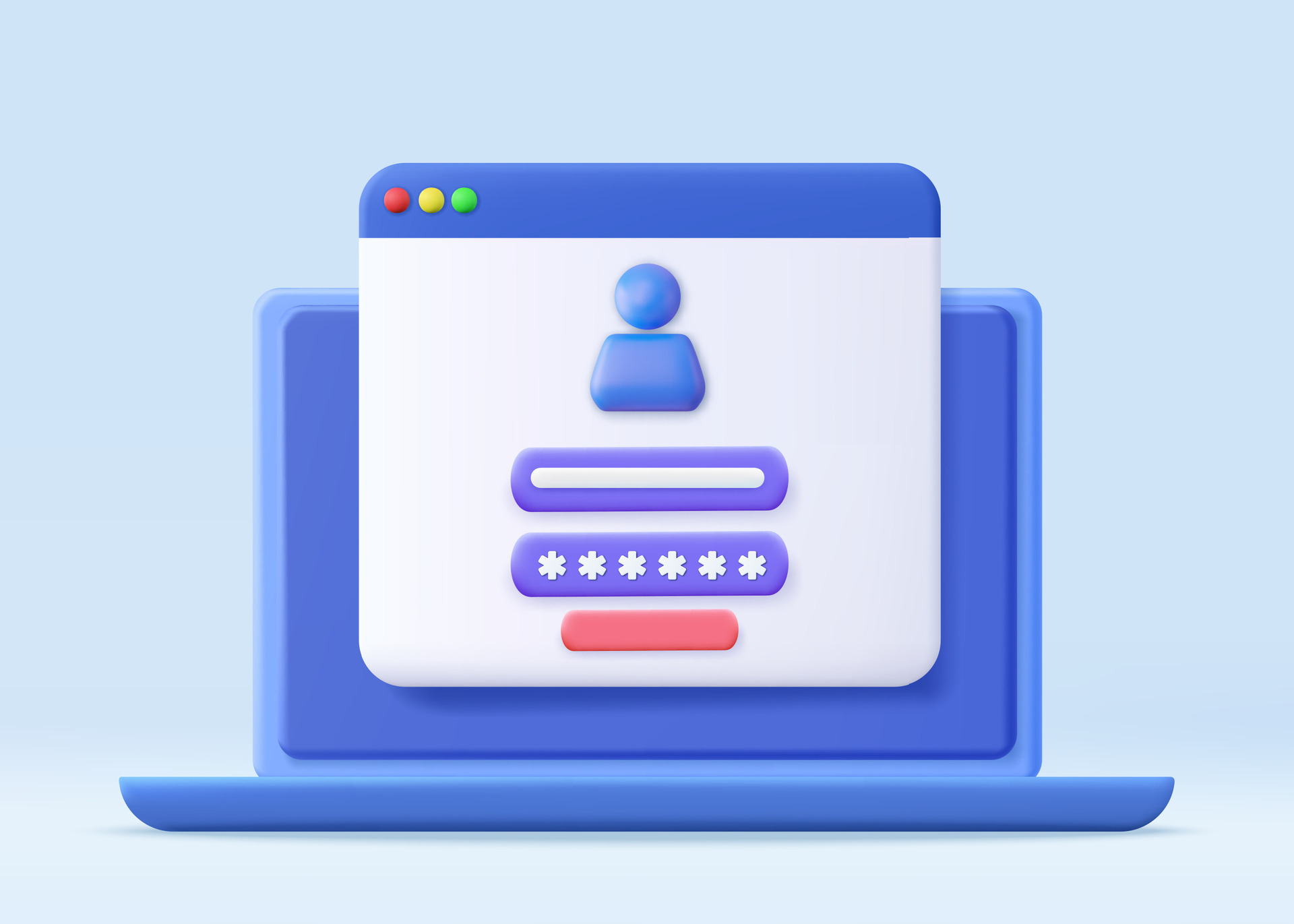3d Computer And Account Login And Password Form Page On Screen Sign In