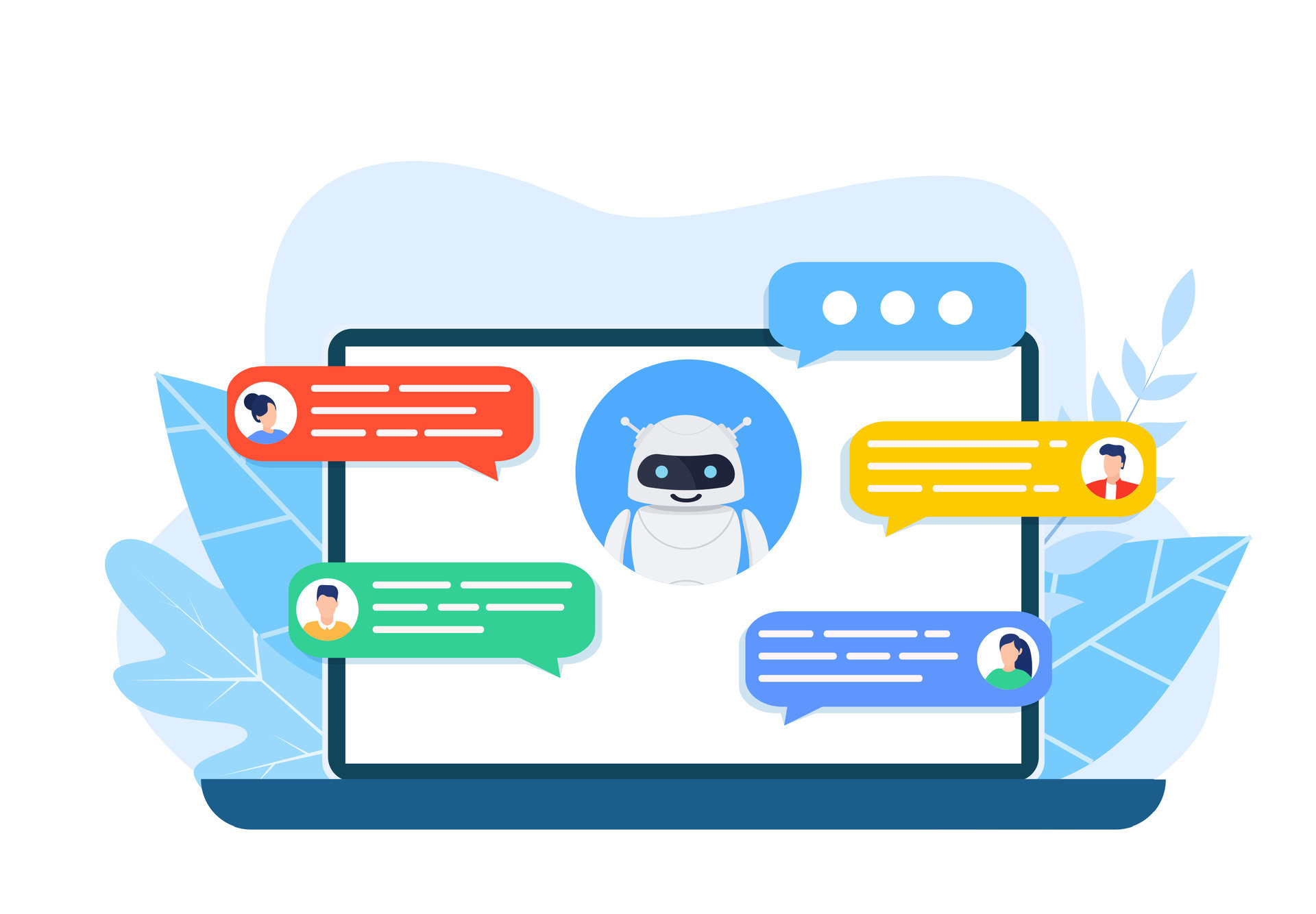 Chatbot Robot Concept Dialog Help Service User And Bot Speech Messages People Chatting With