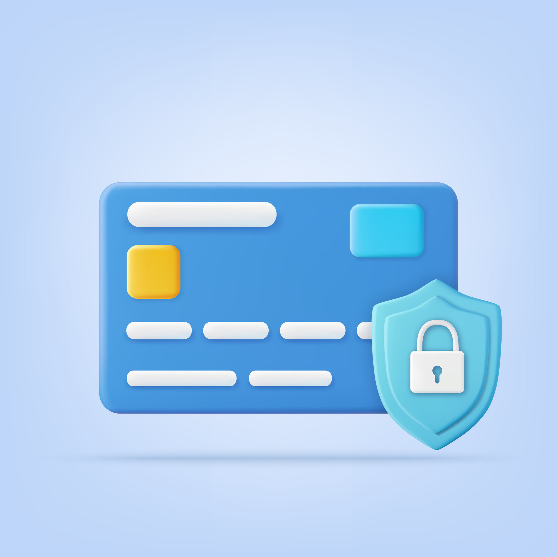 3d Credit Card With Lock Locked Bank Card Secure Transaction Protection Secure Money Payment