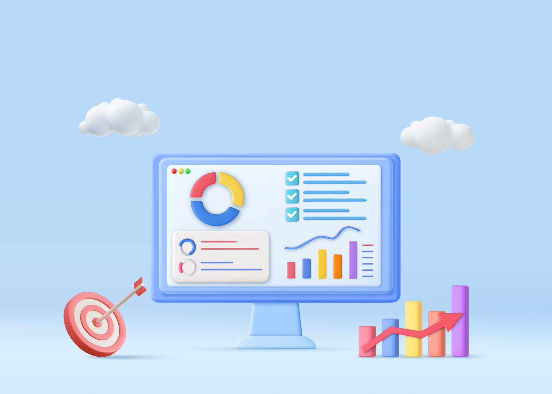 3D 3d Financial report chart, SEO Optimization, web analytics and seo ...