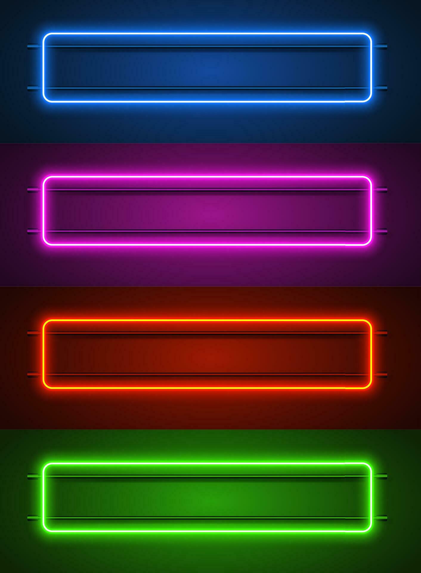 rounded rectangular neon frames . Set color. template design element in ...