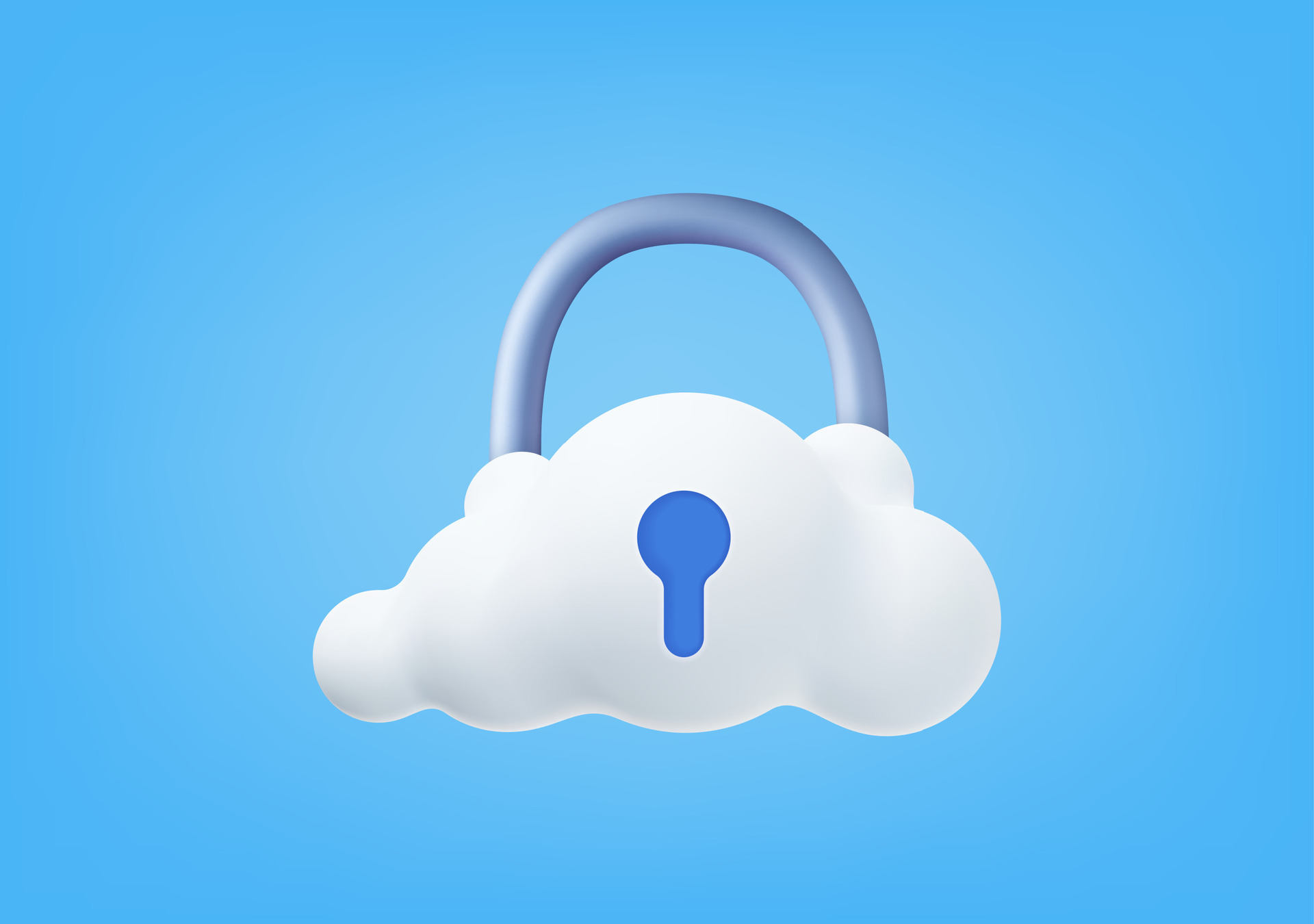 3d White Fluffy Cloud Locker Security Concept 3d Rendering Password Protected Icon For Mobile
