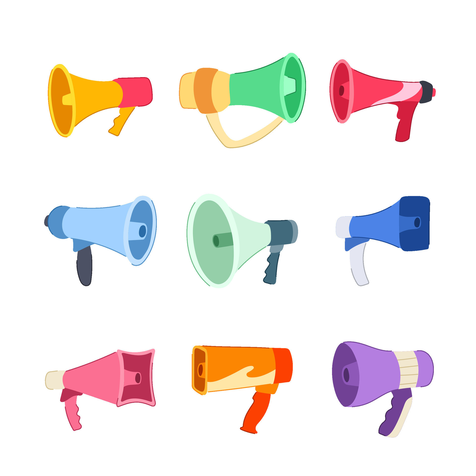 megaphone set cartoon vector illustration 35730621 Vector Art at Vecteezy