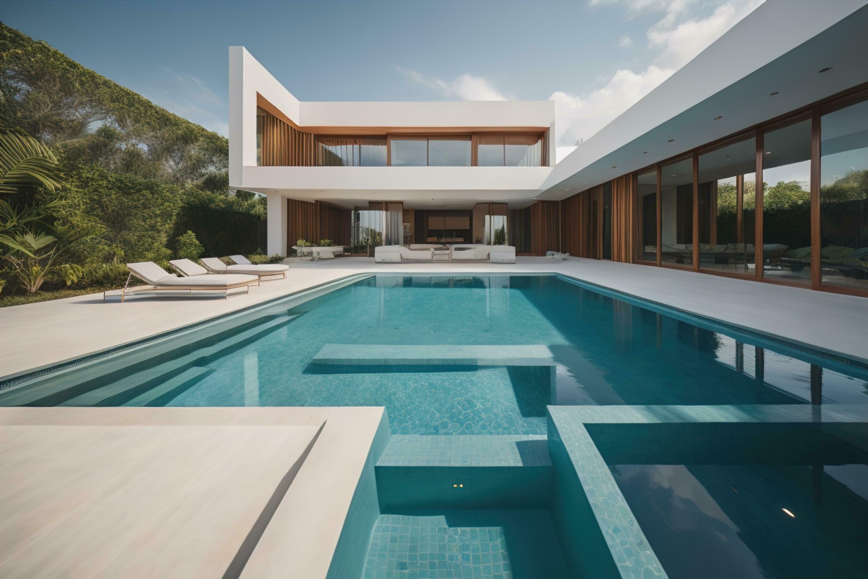 AI generated Swimming pool in a modern villa, ai generative 35731869 ...