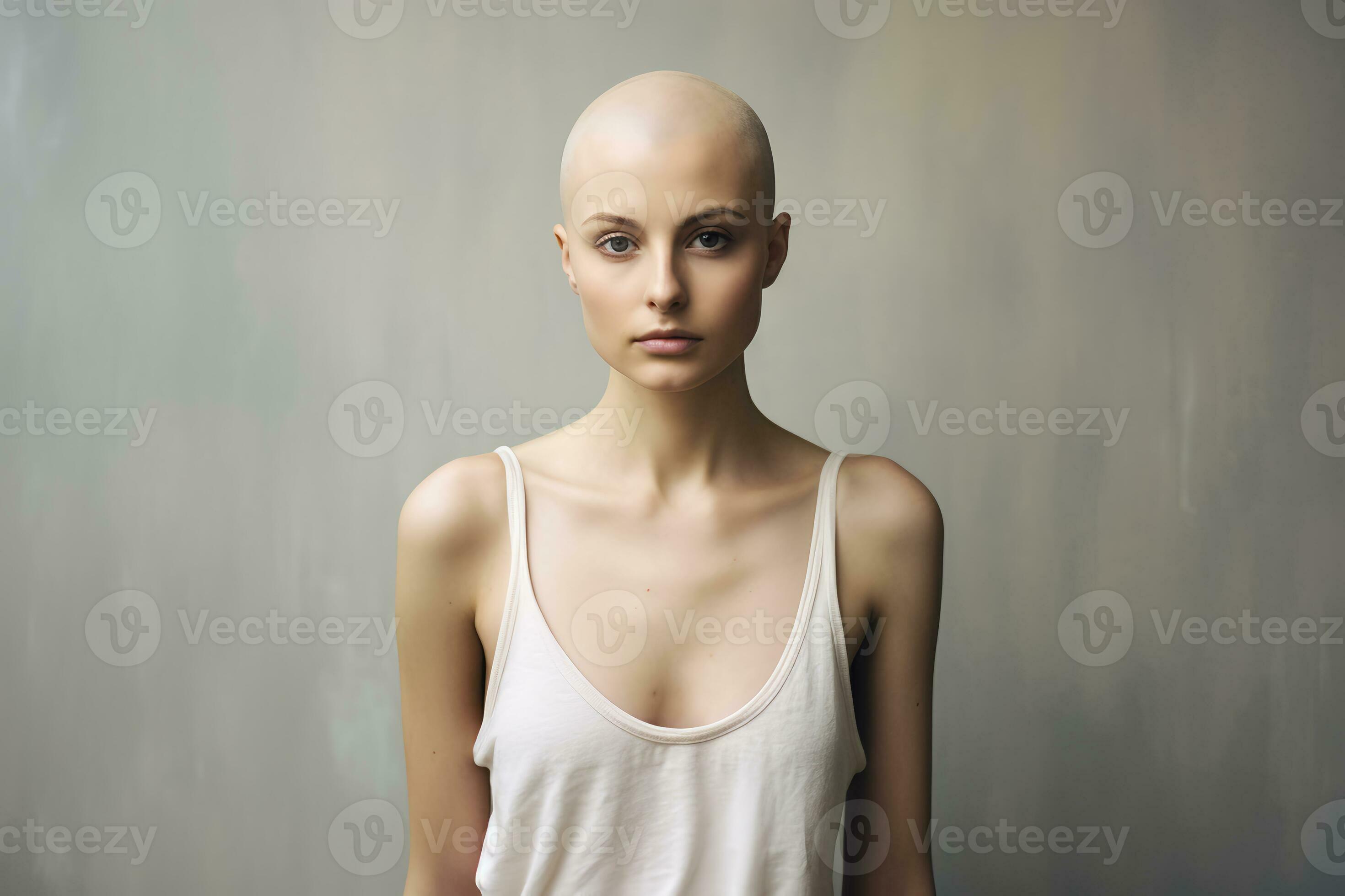 Ai Generated Portrait Of Caucasian Bald Girl Alopecia And Cancer