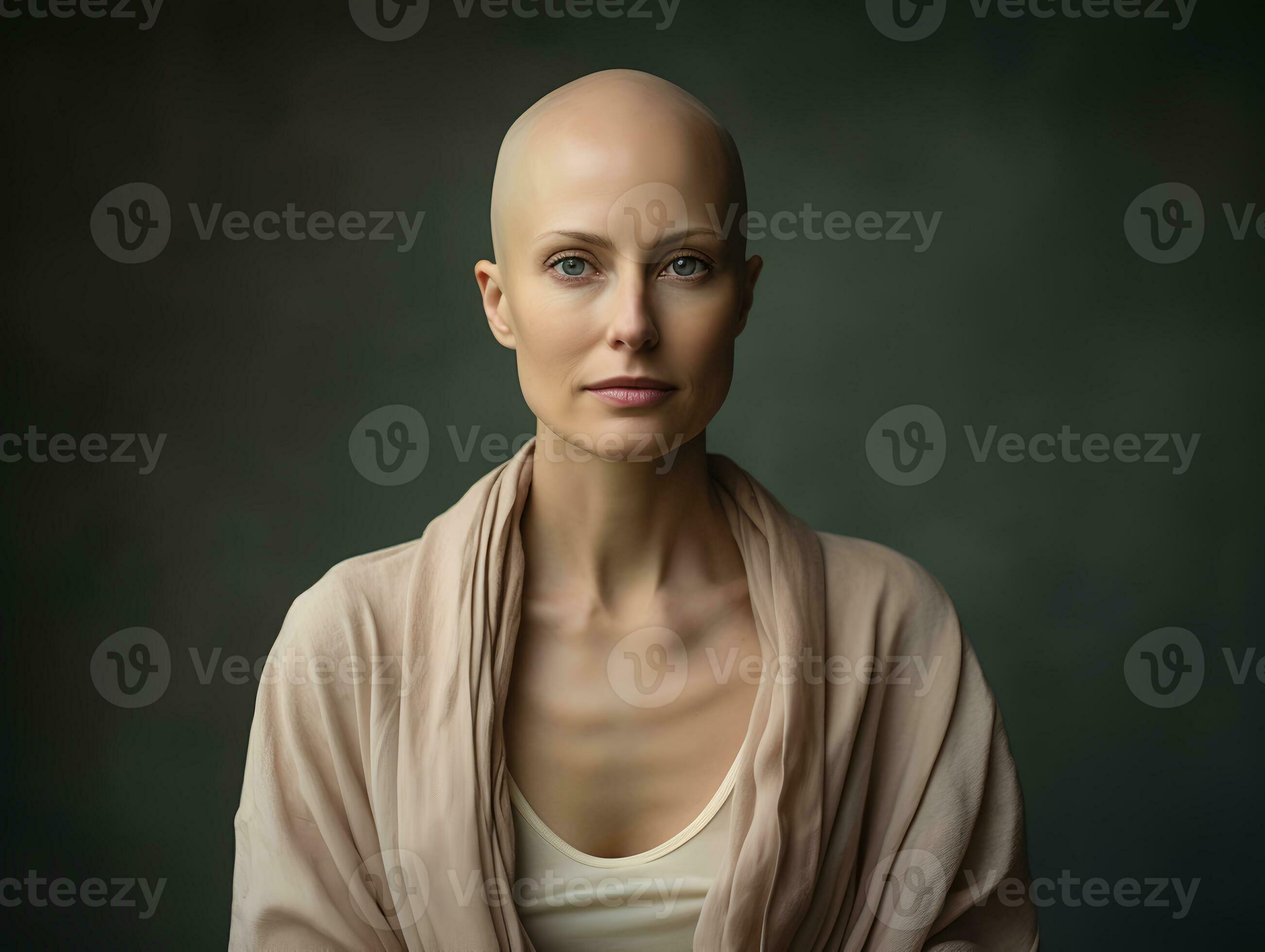 Ai Generated Portrait Of Caucasian Bald Woman Alopecia And Cancer