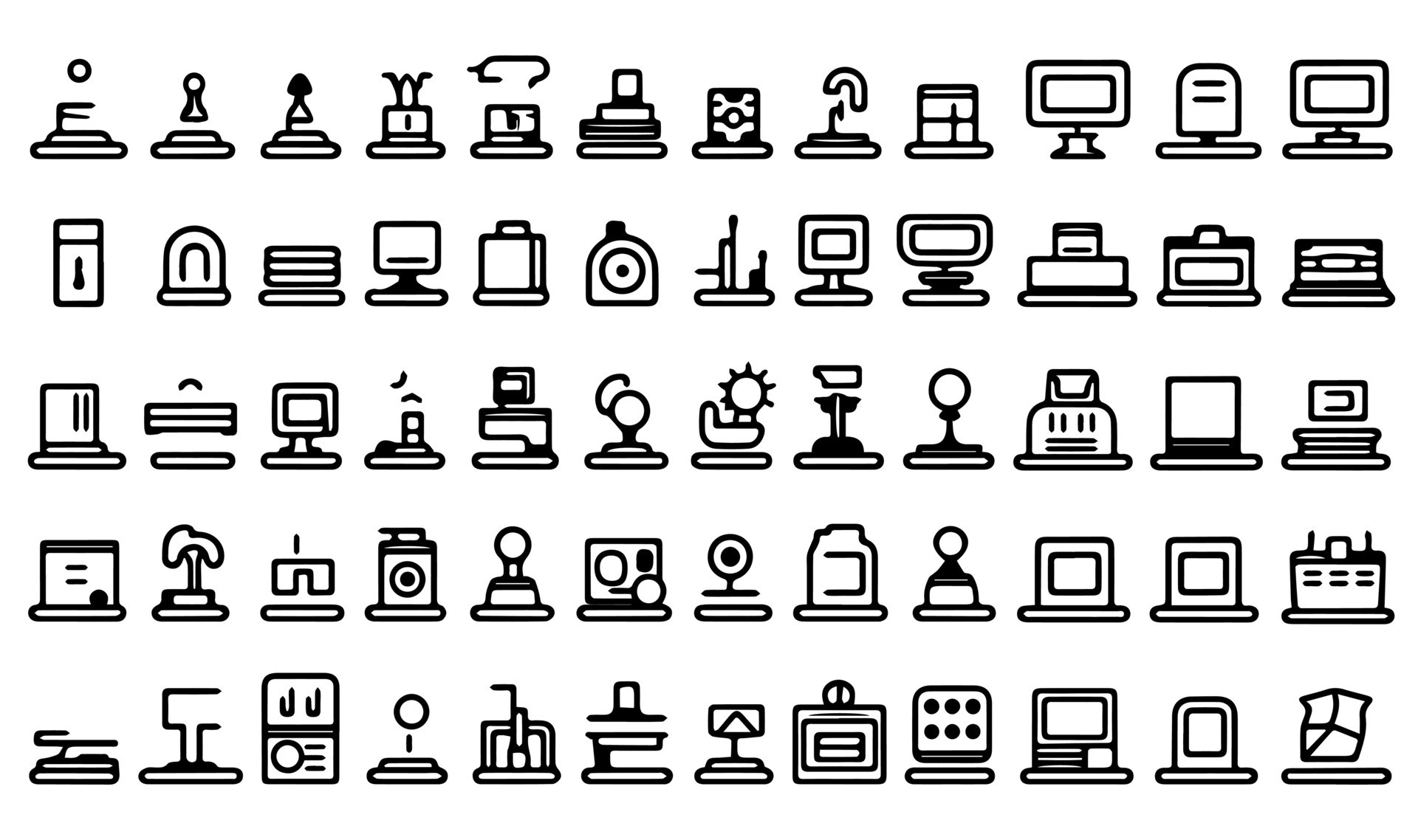 Computer icons set. Outline illustration of computer vector icons for ...