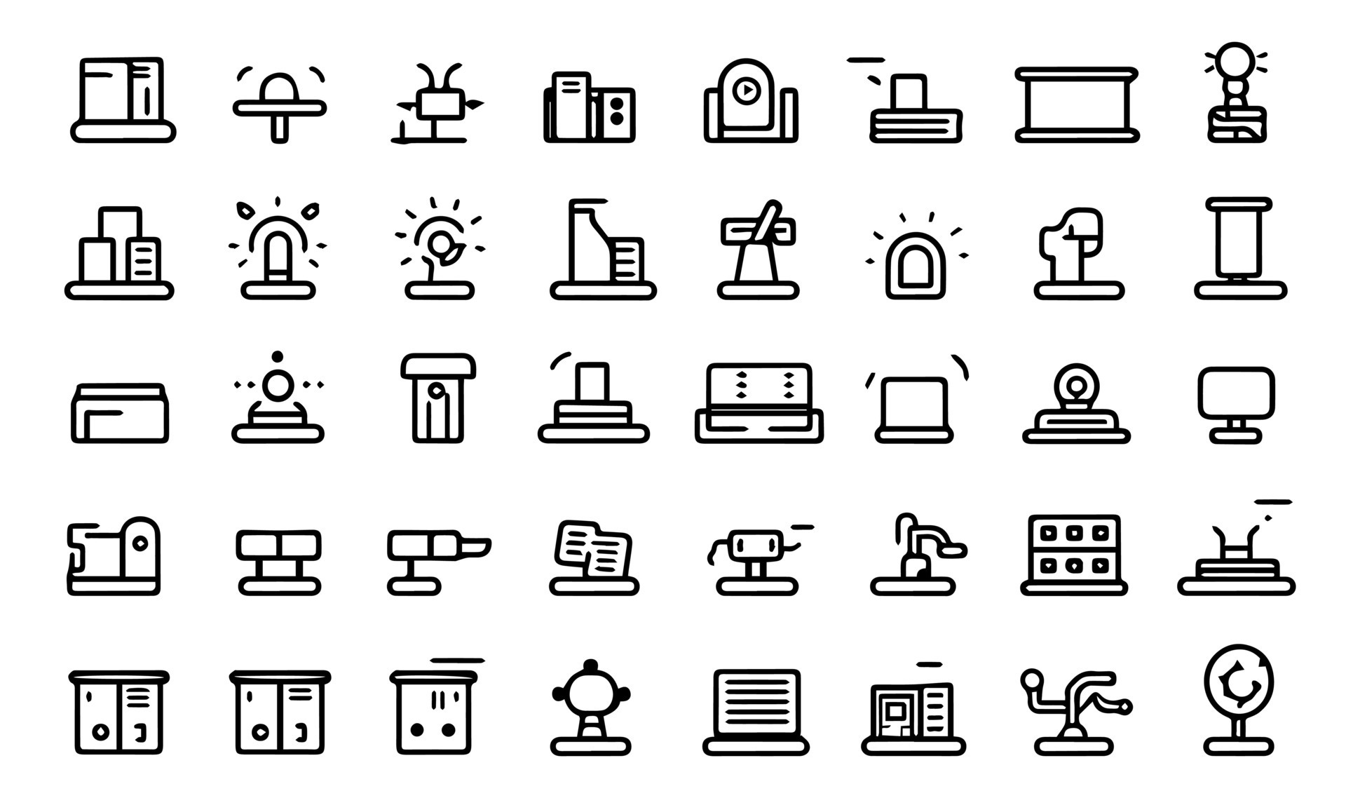 Computer icons set. Outline illustration of computer vector icons for ...