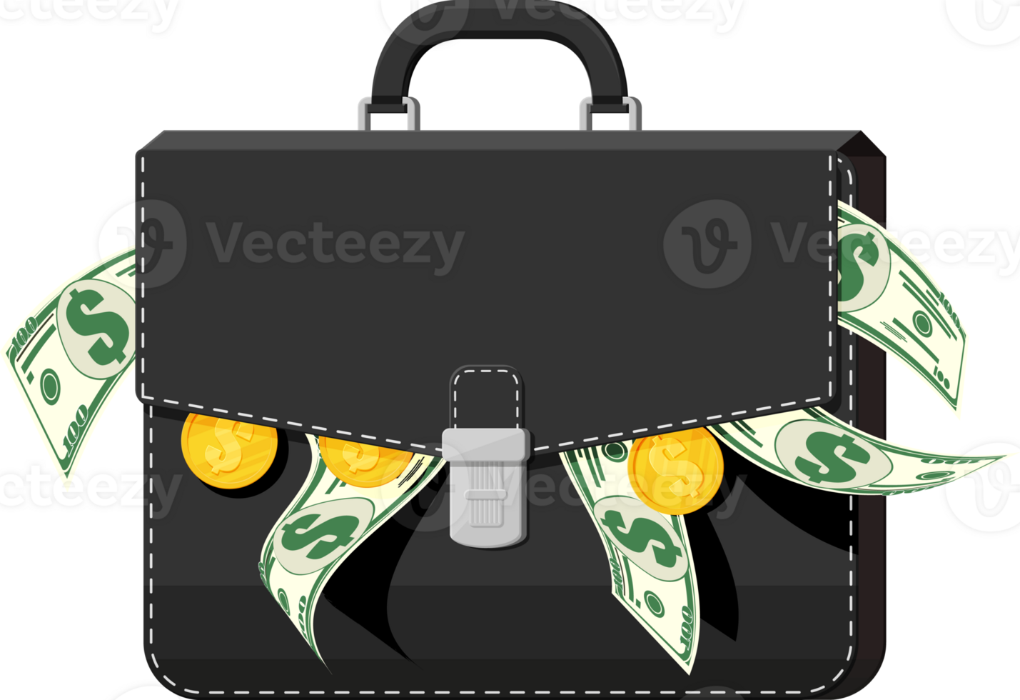 Leather suitcase full of money. 35743335 PNG