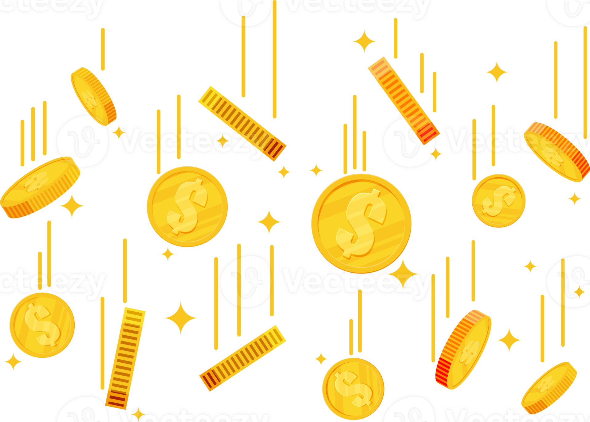 Falling Gold Coins Money Rain 35743456 Png