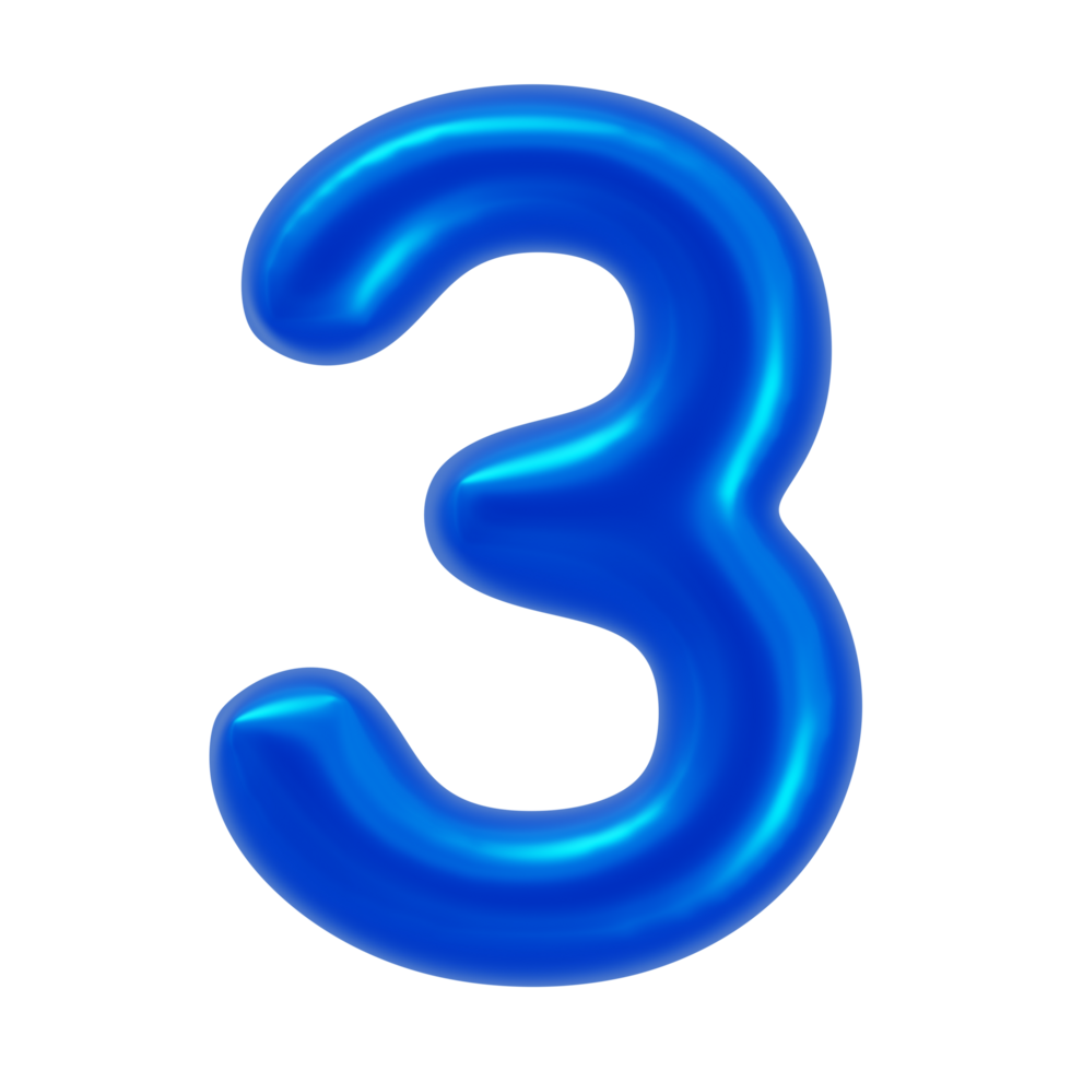 3d number 3 with blue color 35750562 PNG