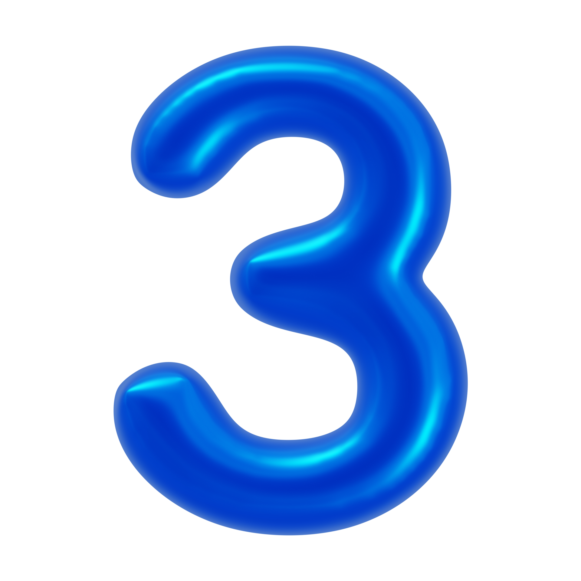 3d number 3 with blue color 35750562 PNG