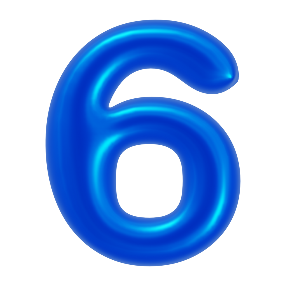 3d número 6 6 con azul color 35750565 PNG