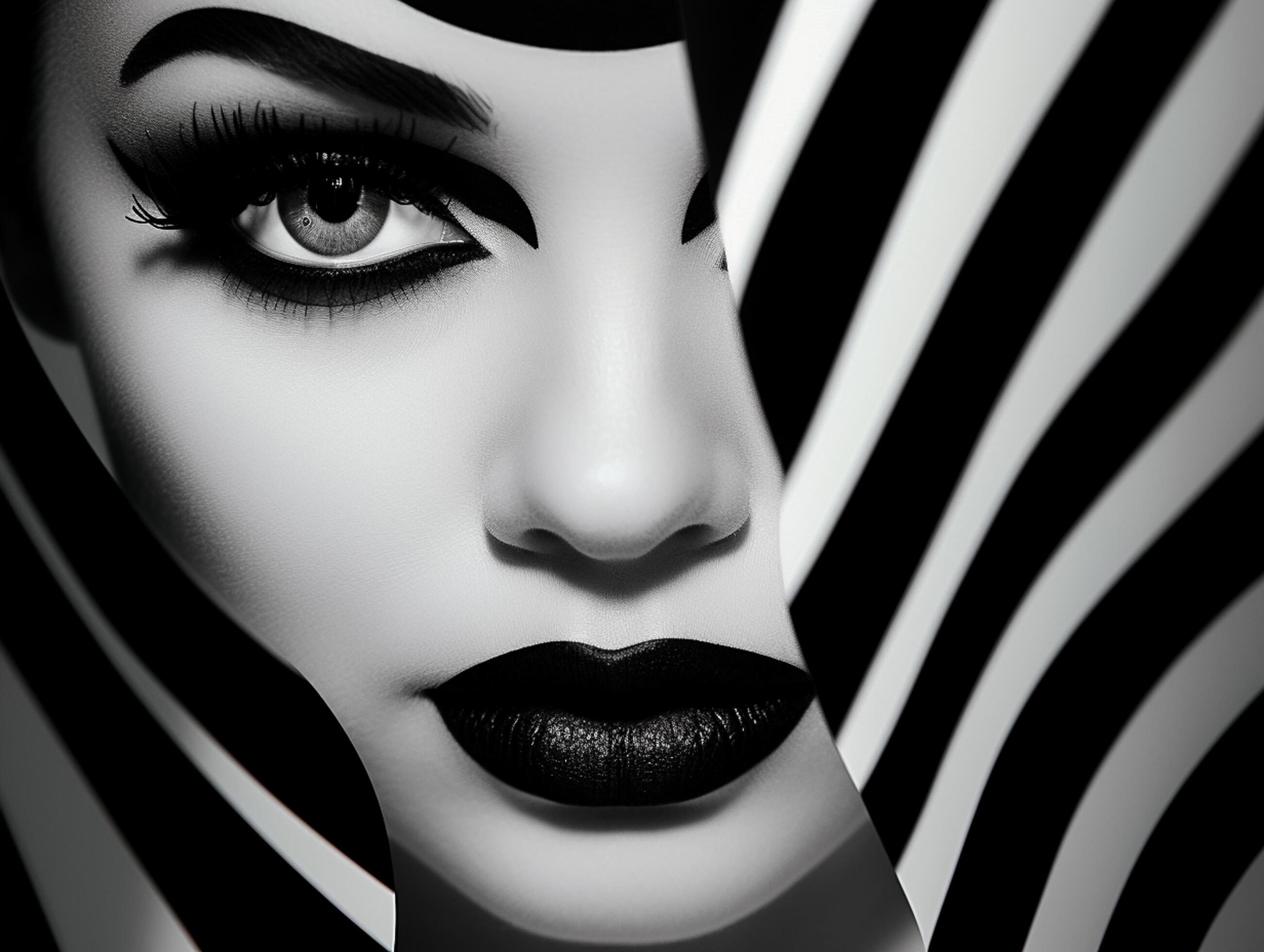 Ai Generated Close Up Portrait Beautiful Woman With Abstract Geometric