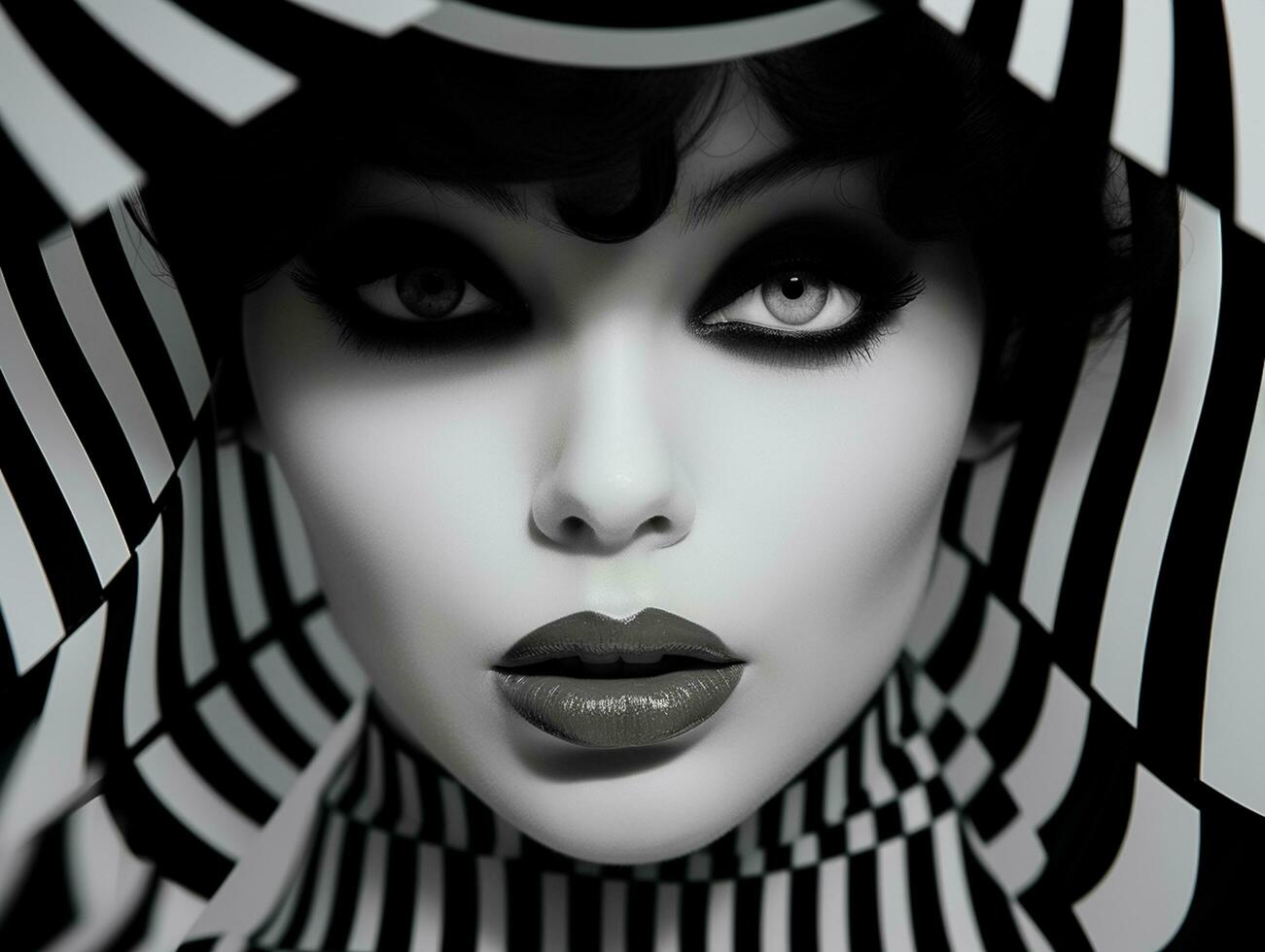 Ai Generated Close Up Portrait Beautiful Woman With Abstract Geometric